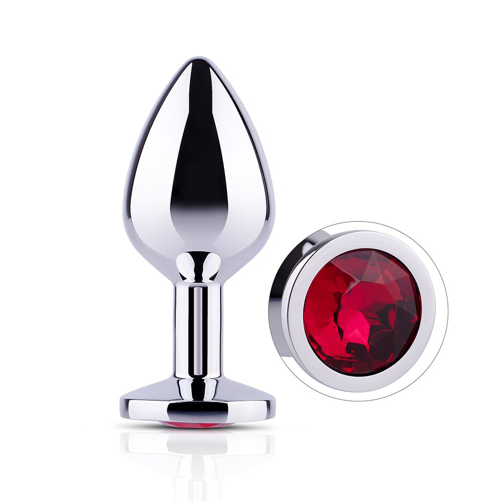 Plug Anal Metal Prata A04 Vermelho - Libb Sex Toys - Importadora Atacado Sex Shop