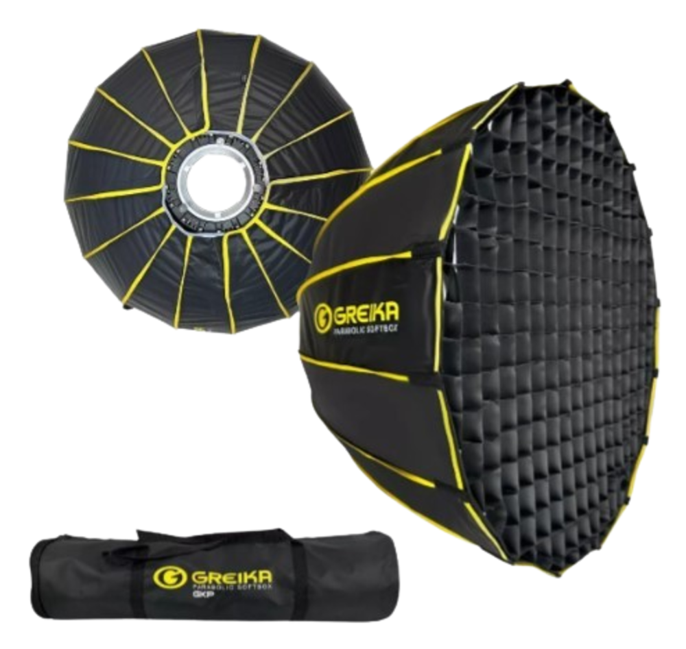 SOFTBOX PARABOLICO FLAT PACK 12 VARETAS GREIKA DIA. 90CMS - COM GRID ...