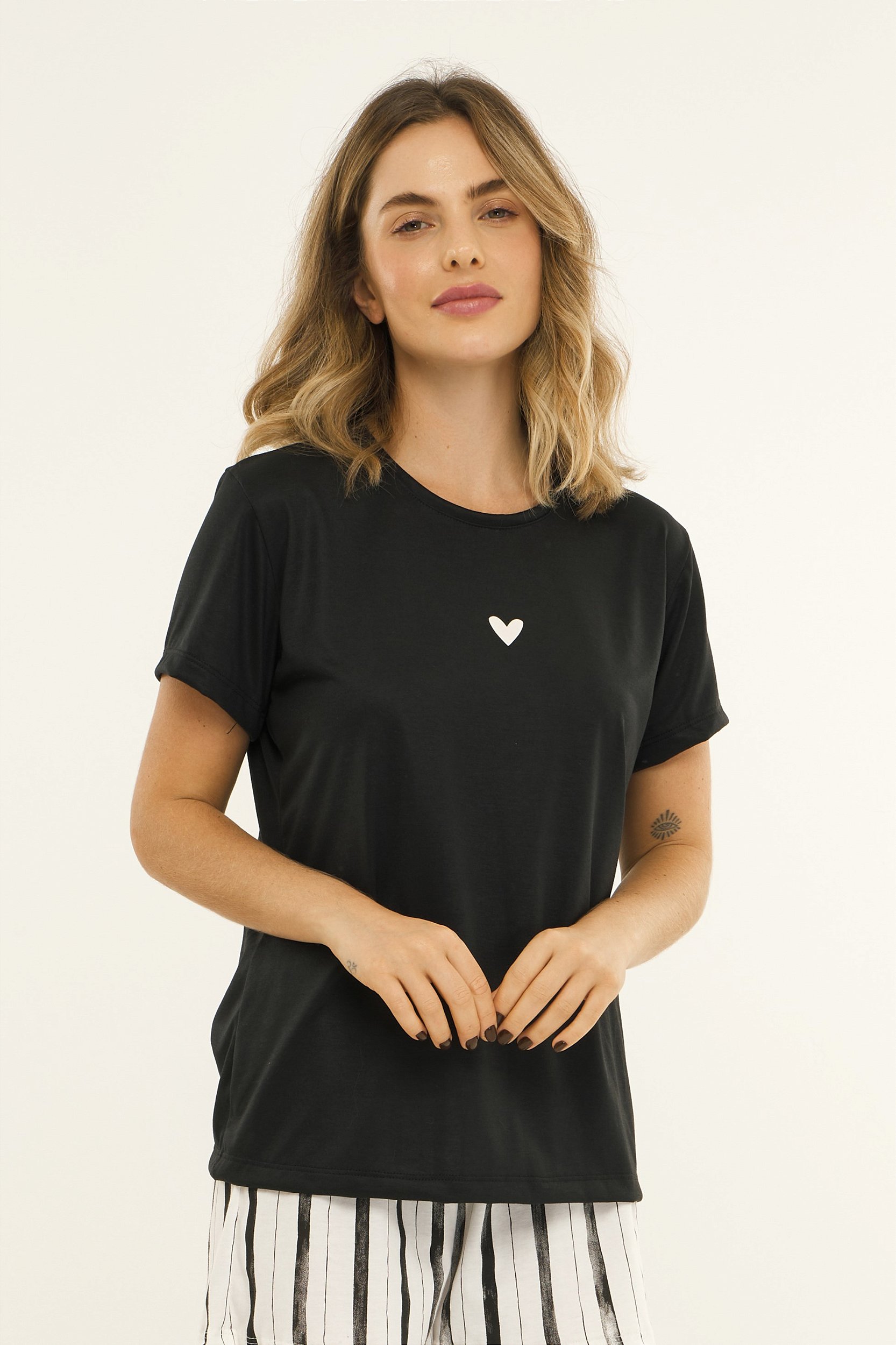 Pijama Capri Manga Curta Rafa Listrado 11604 - Meia de Seda | Moda Íntima Feminina