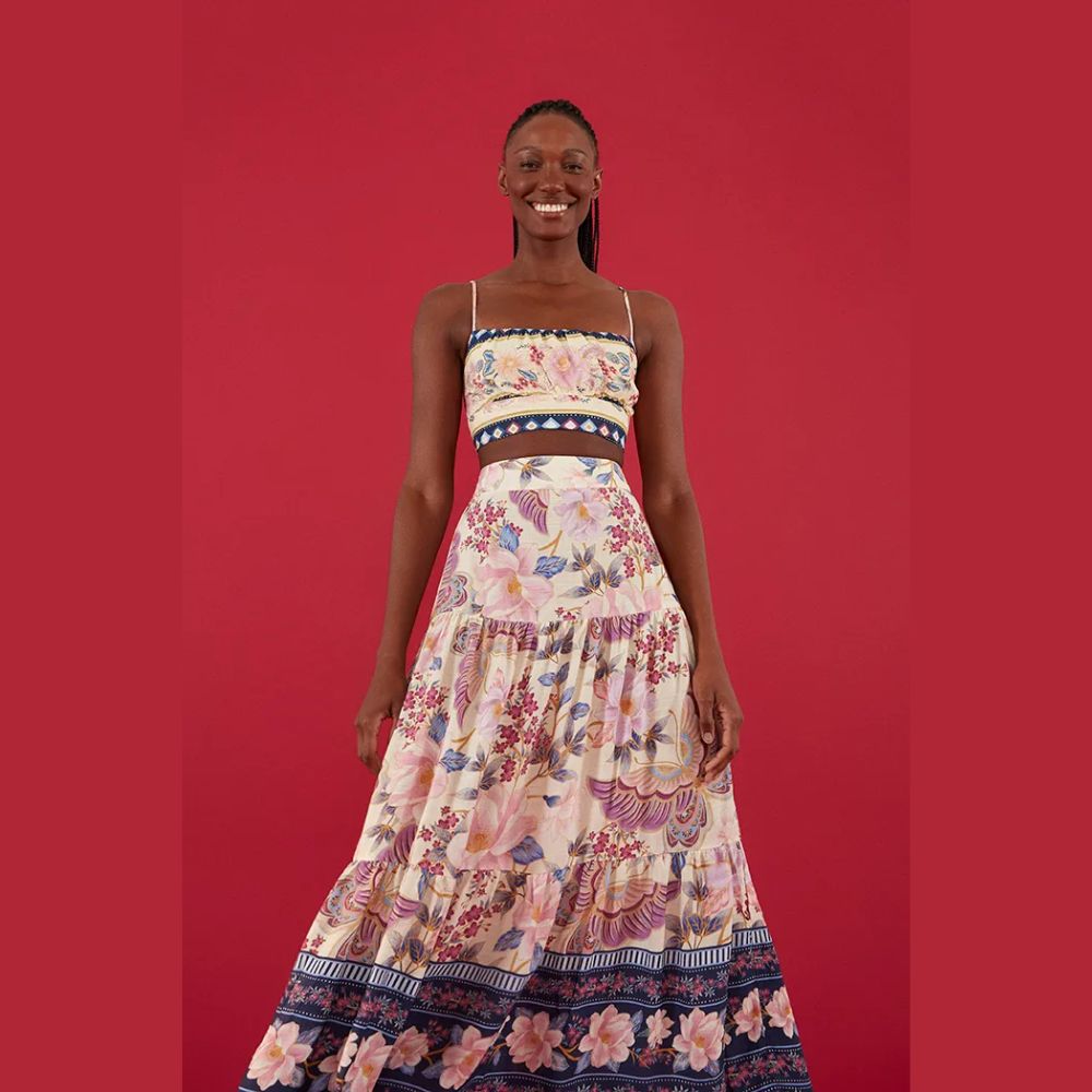 Saia Farm Estampada Chiara - Dom Store Multimarcas Vestuário Calçados ...