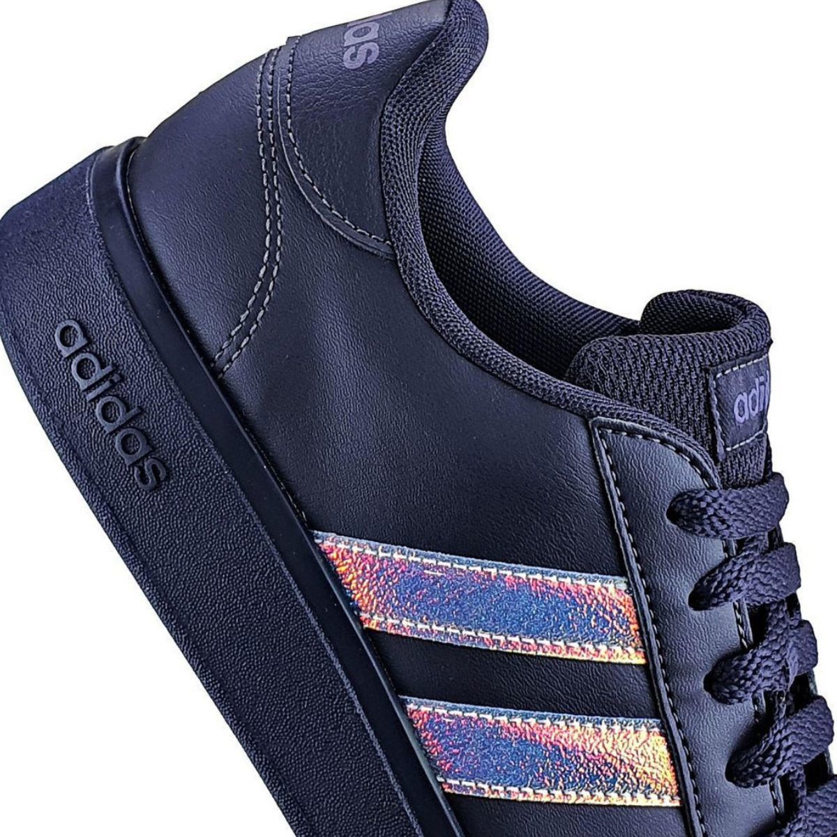 Tênis Adidas Grand Court Base 2.0 Feminino Preto Holográfico - Dom ...