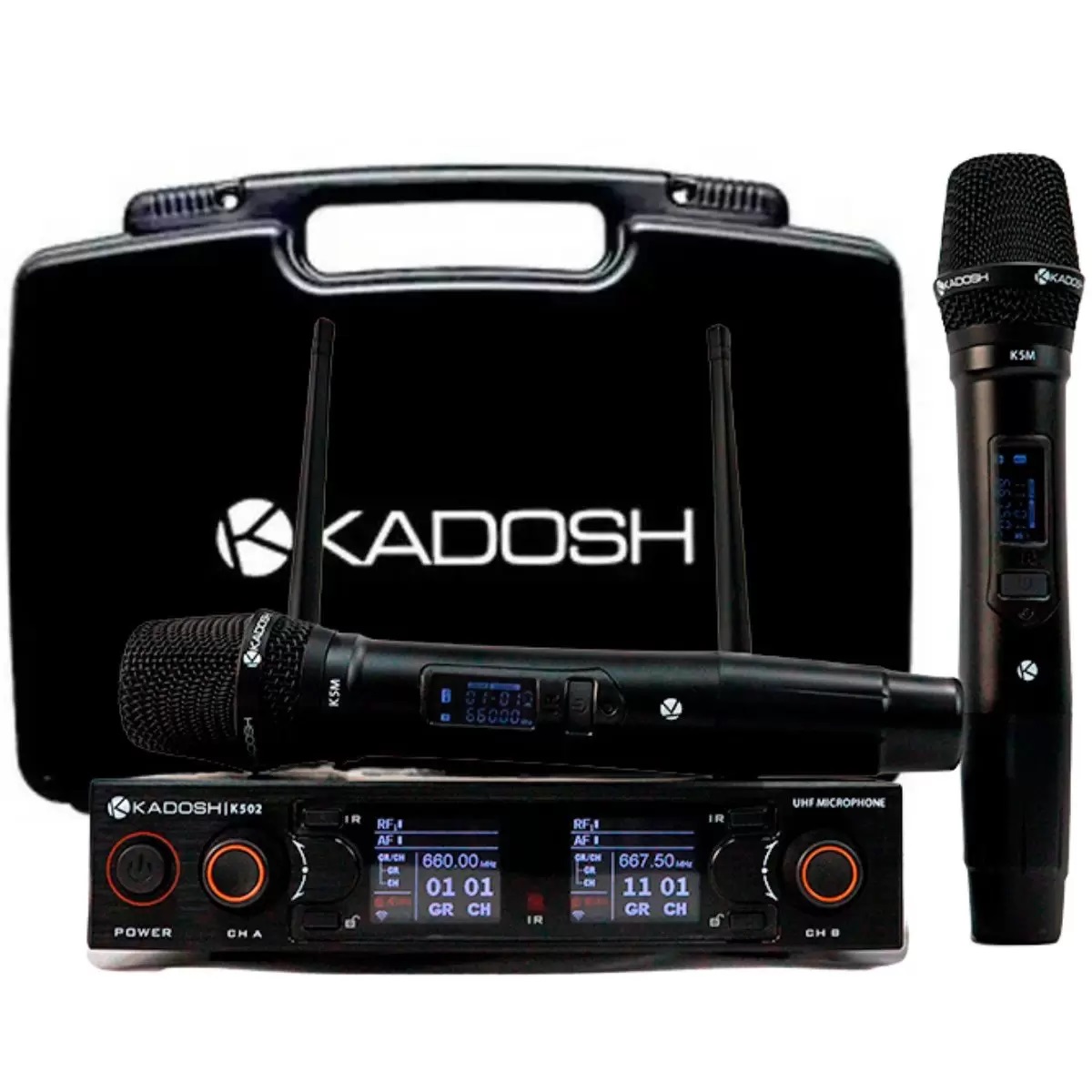Microfone Sem Fio Duplo Kadosh K502m Profissional UHF - AG SOUND EQUIPAMENTOS DE ÁUDIO