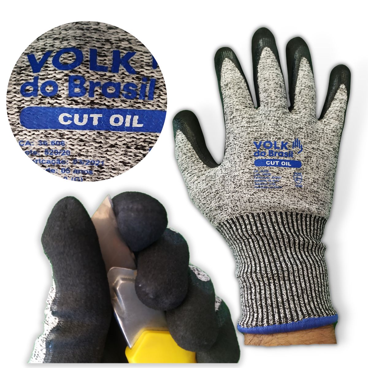Luva de Segurança Anticorte Volk Cut Oil CA 36606 - COMSEG EPI ...