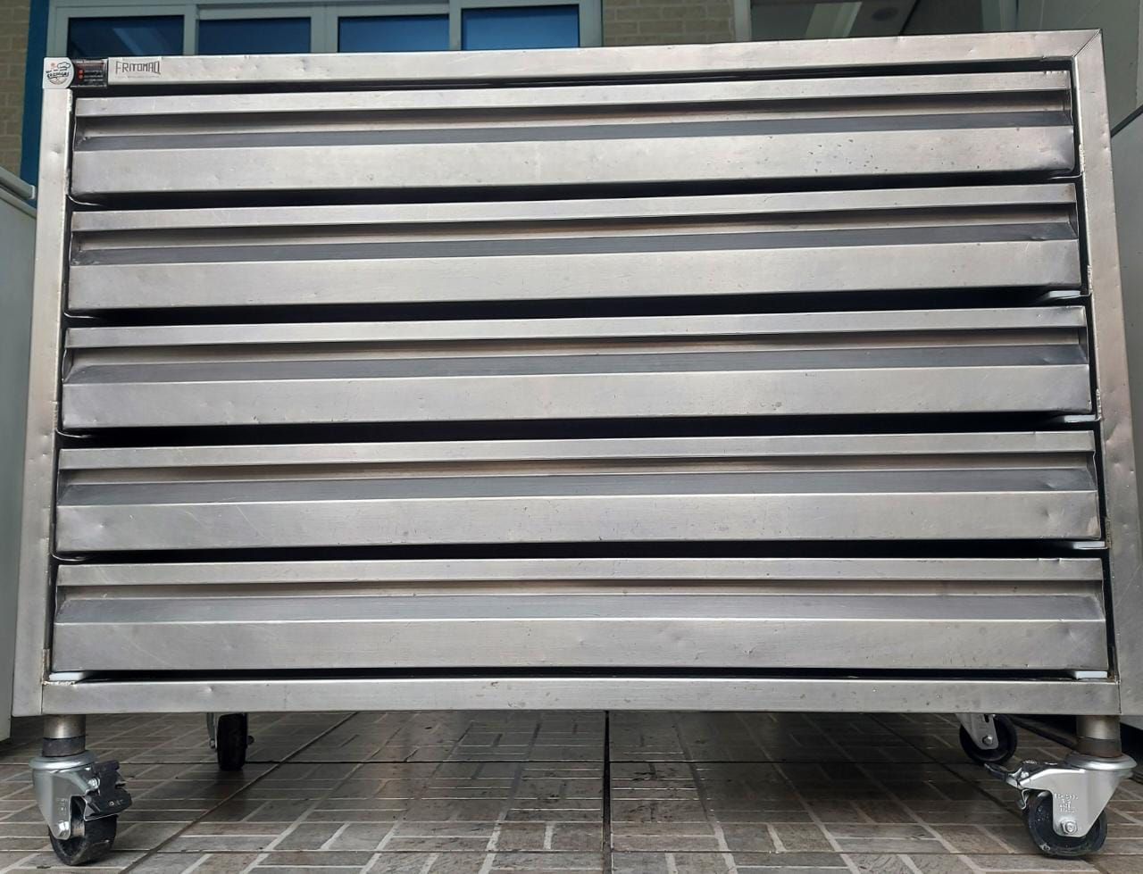 Gaveteiro 100% Inox Com Rodas Fritomaq 5 Gavetas Para Pastel e Pizza ...