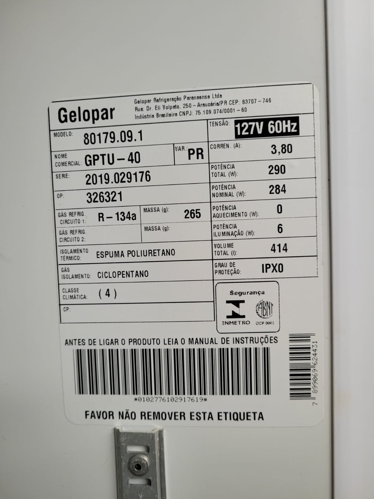 Geladeira Expositora Vertical GPTU 40 Gelopar 410 Litros Preto 127V ...