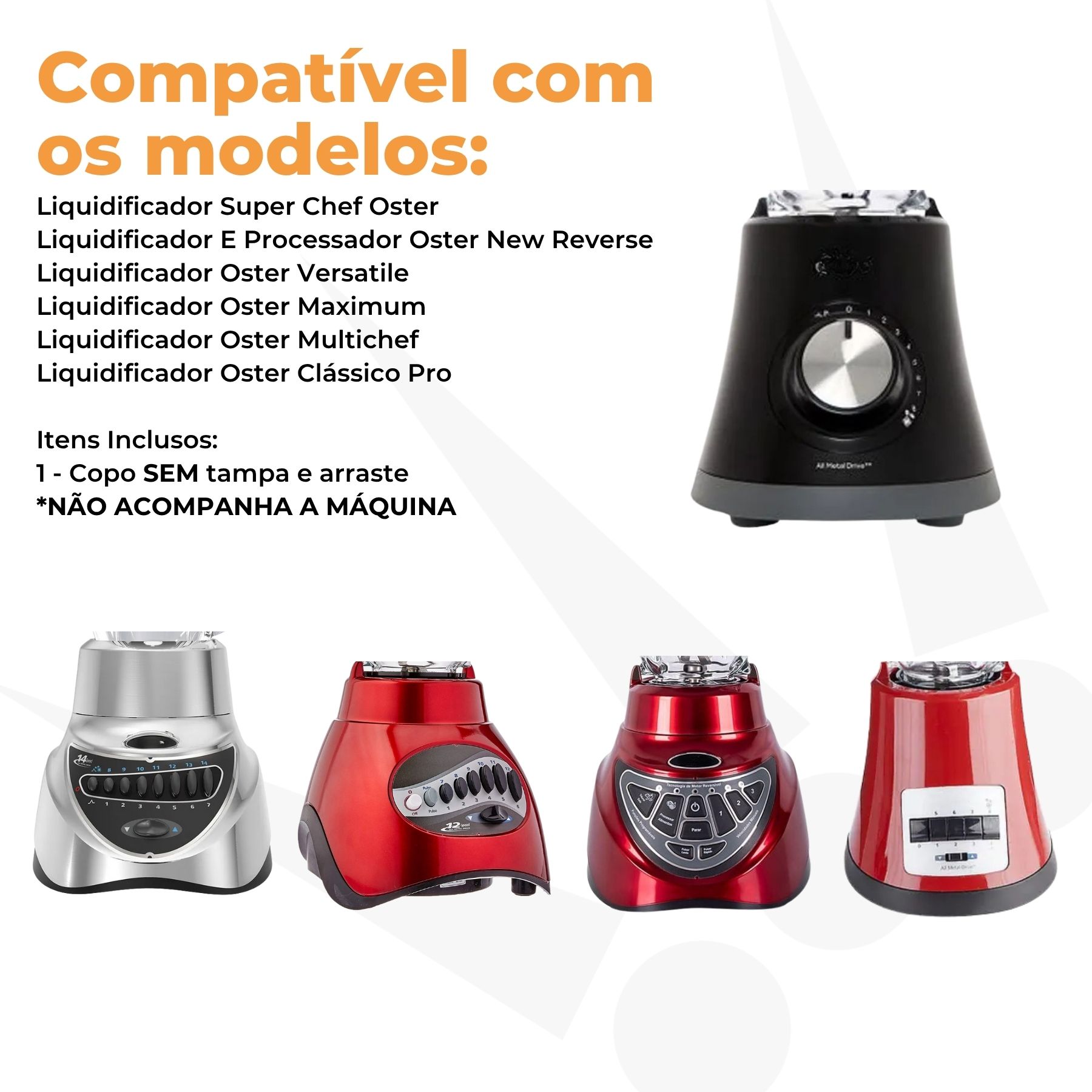 Copo Liquidificador Redondo Compatível Com Oster Vidro 1,50L - DassHaus