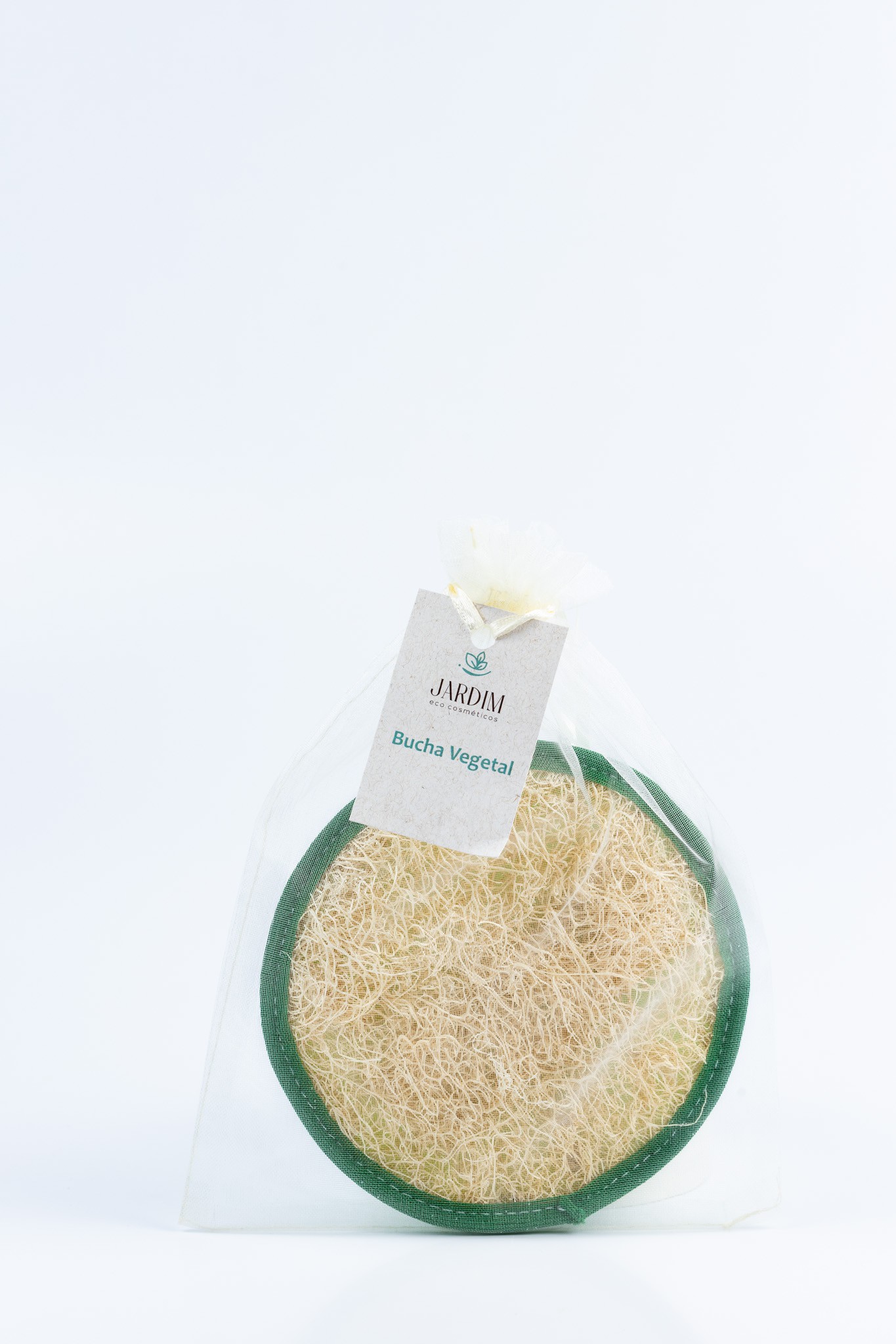 Bucha vegetal verde oval com pendurador - Jardim Eco Cosmeticos
