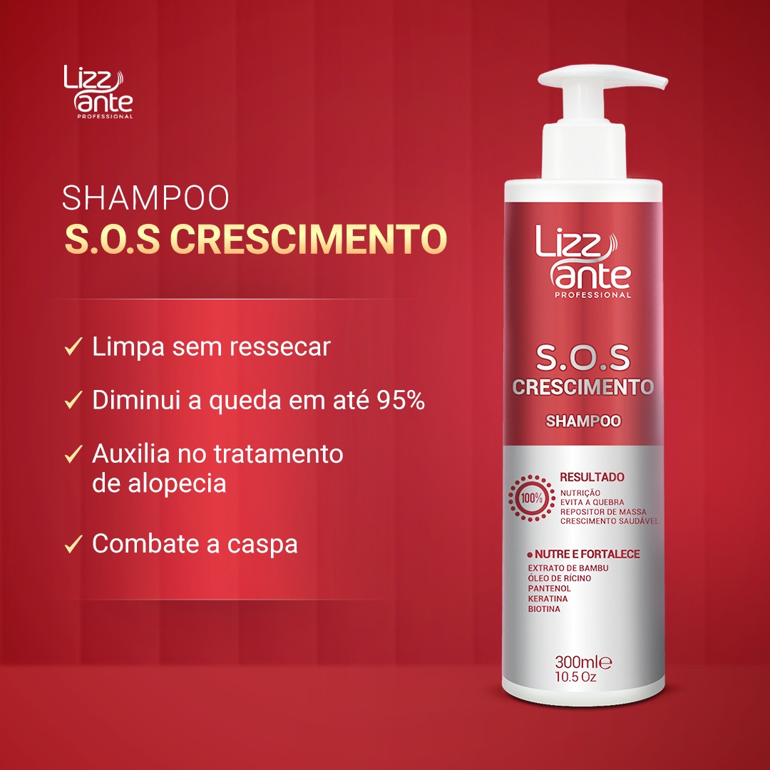 Shampoo SOS Crescimento 300ml - Loja Lizz ante