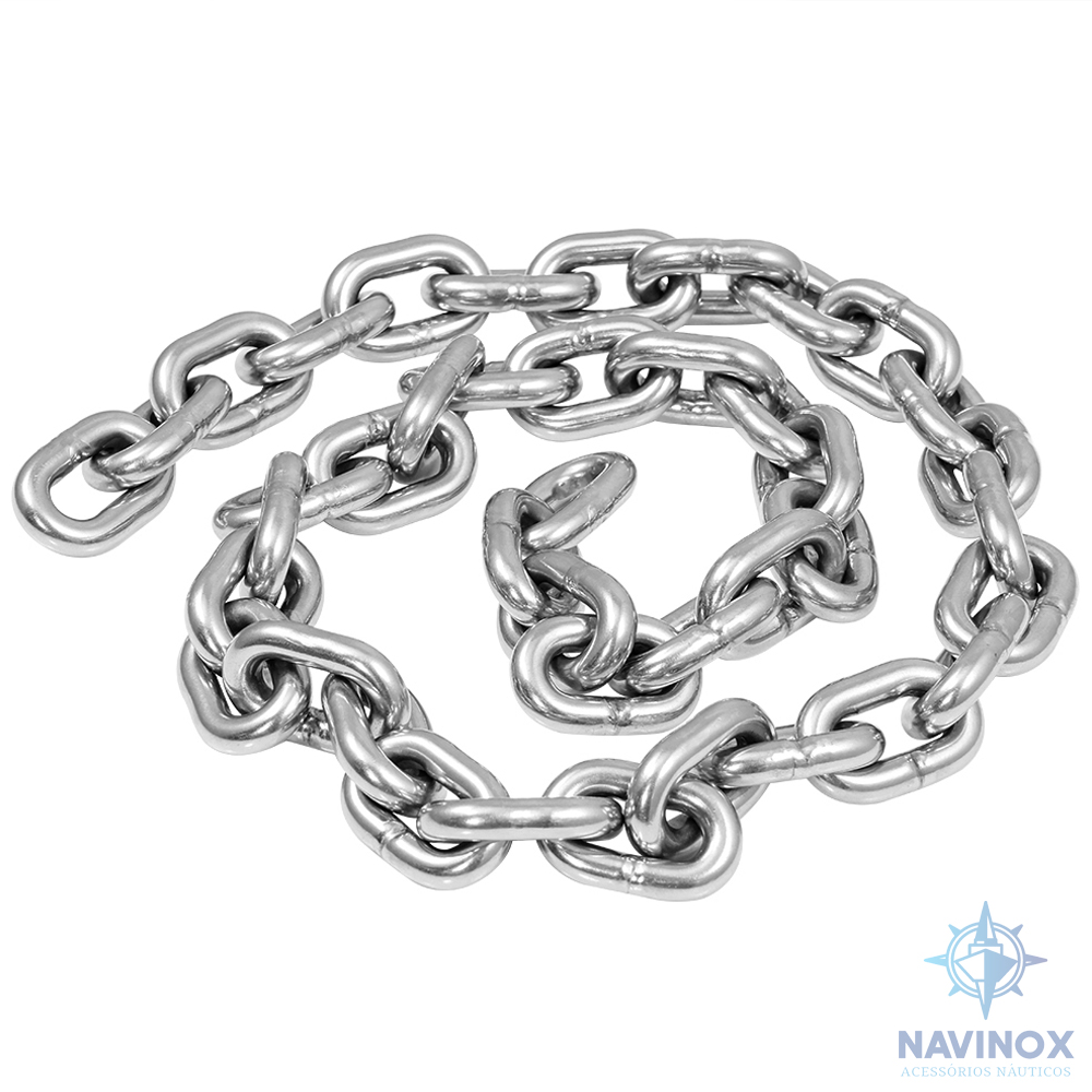 Corrente Calibrada em Aço Inox 316 6mm DIN 766 para Lanchas e Barcos ...