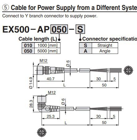 EX500-AP100-S-X1 CABO DE ENERGIA COM CONECTOR PARA EX500, 100MM DE ...