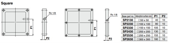 SP2430 PLACA DE FIXACAO A VACUO 200X200 MM SMC - TONA AUTOMAÇÃO