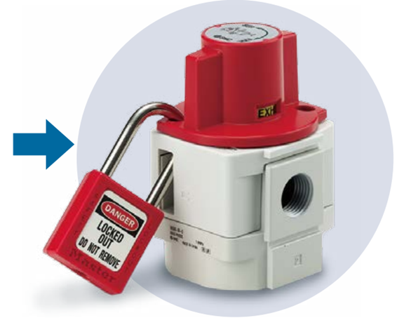 VHS40-F04-M-D VALVULA DIRECIONAL MANUAL DE SEGURANCA COM ORIFICIO PARA CADEADO ROSCA 1/2 SMC ...