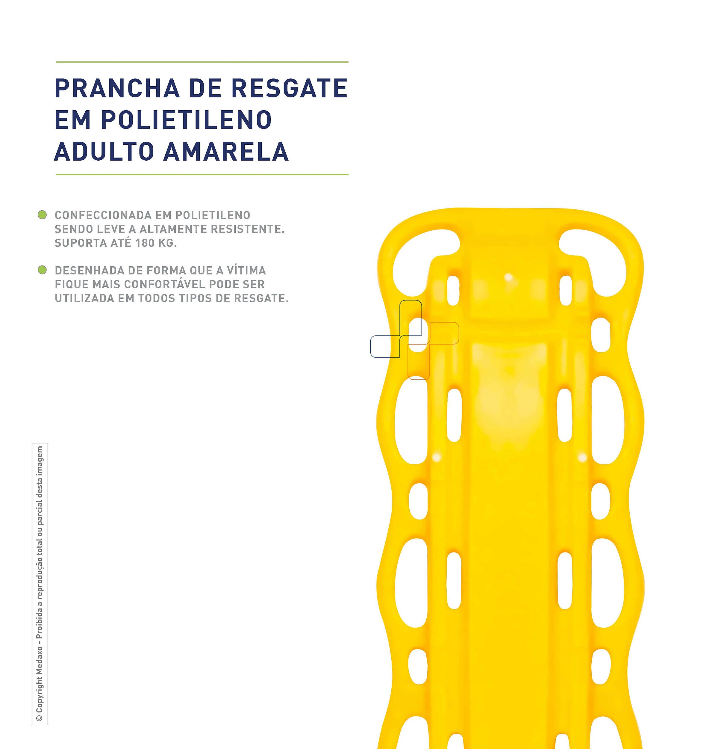 Prancha de Resgate Adulto em Polietileno com 03 cintos - Cor Amarela ...