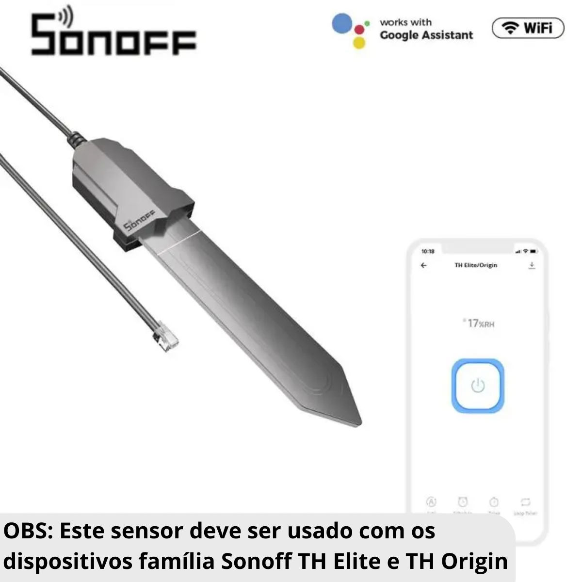 Sonoff Ms01 Umidade Solo Conector Rj9 Sonoff Th Elite Origin - Luminolândia