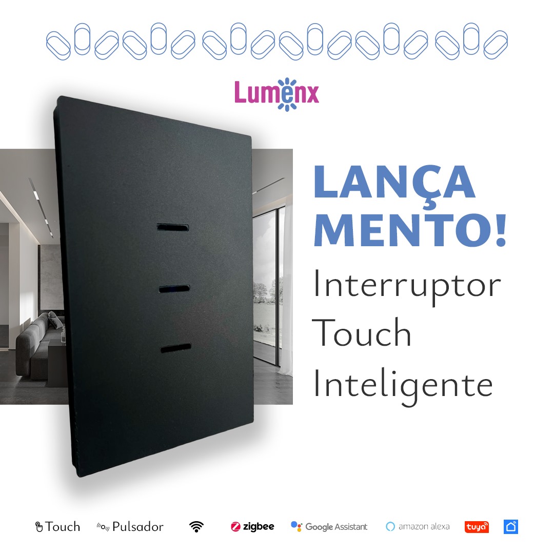 Interruptor Touch Tok Glass 2 Botões Vazado Fosco Wi-fi 4x2 Lumenx ...