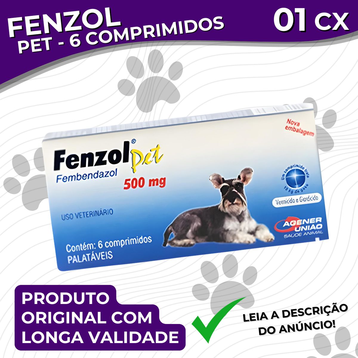 Vermífugo Vermicida Giardicida Fenzol Pet para Cães 500mg Agener União ...