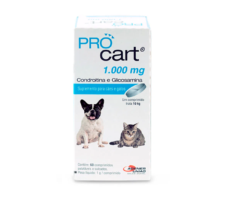 Procart 1000mg 60 Comprimidos Suplemento Alimentar Cães e Gatos ...
