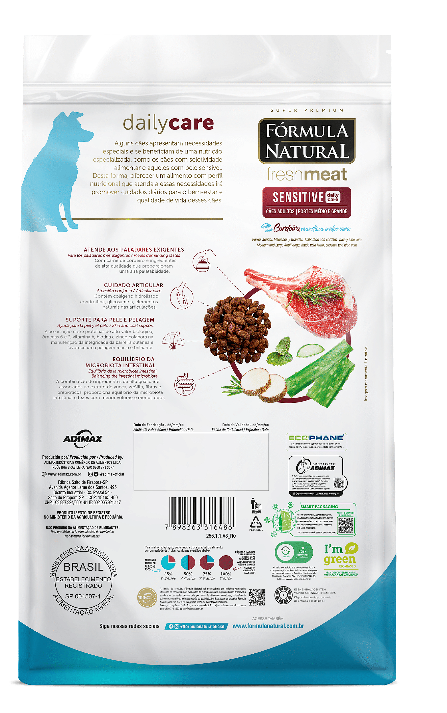 Fórmula Natural Fresh Meat Sensitive Cordeiro 12kg | PET HERE - Pet Here