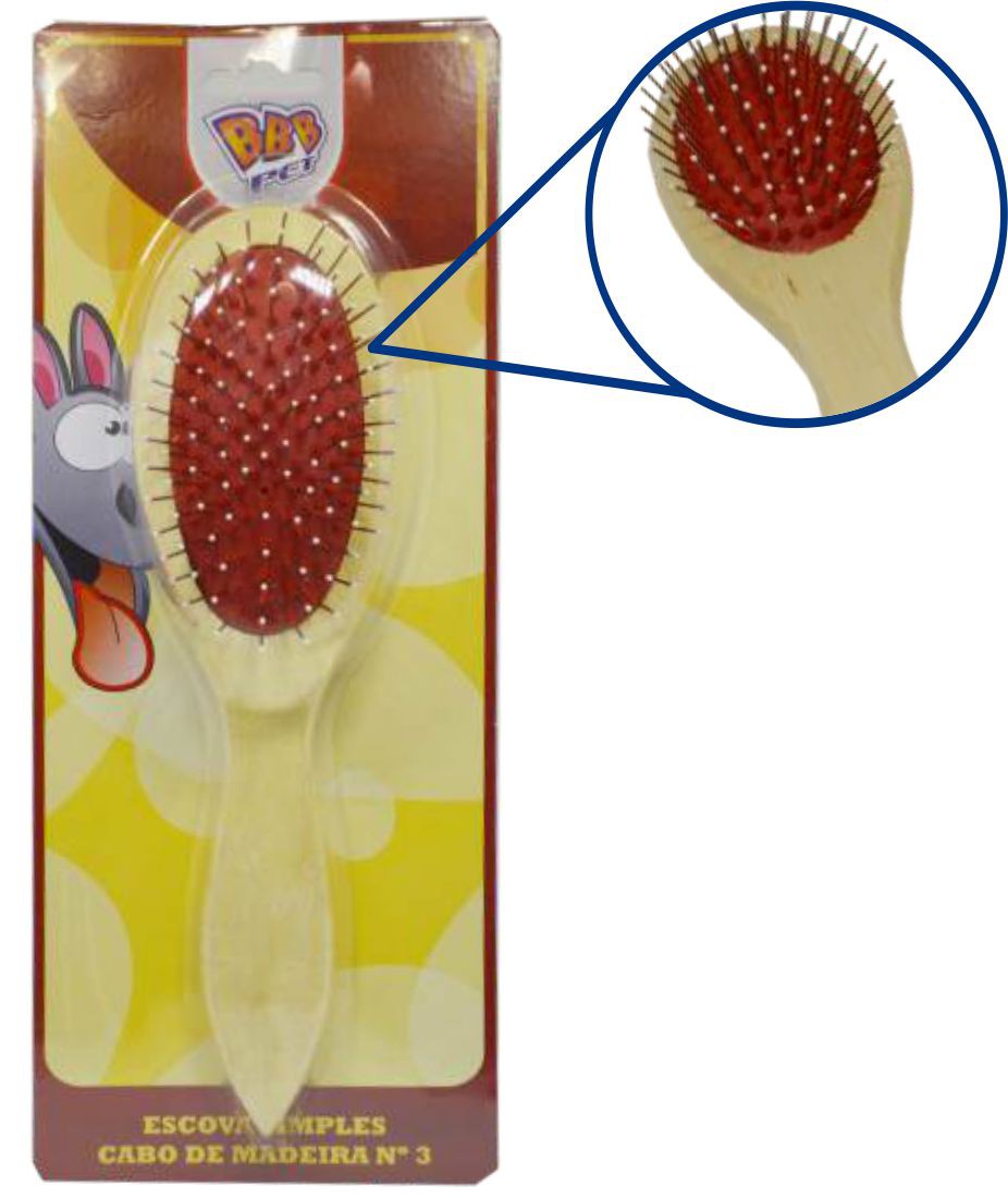Escova Simples BBB Pet Cabo de Madeira - Pet Here