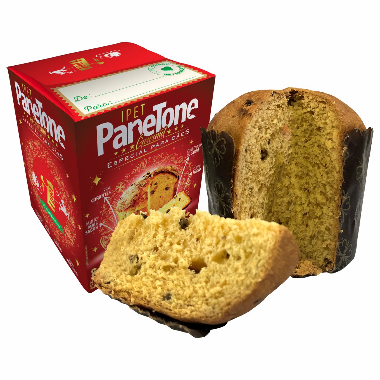 Panetone para Cães sabor Carne 80g - Pet Here