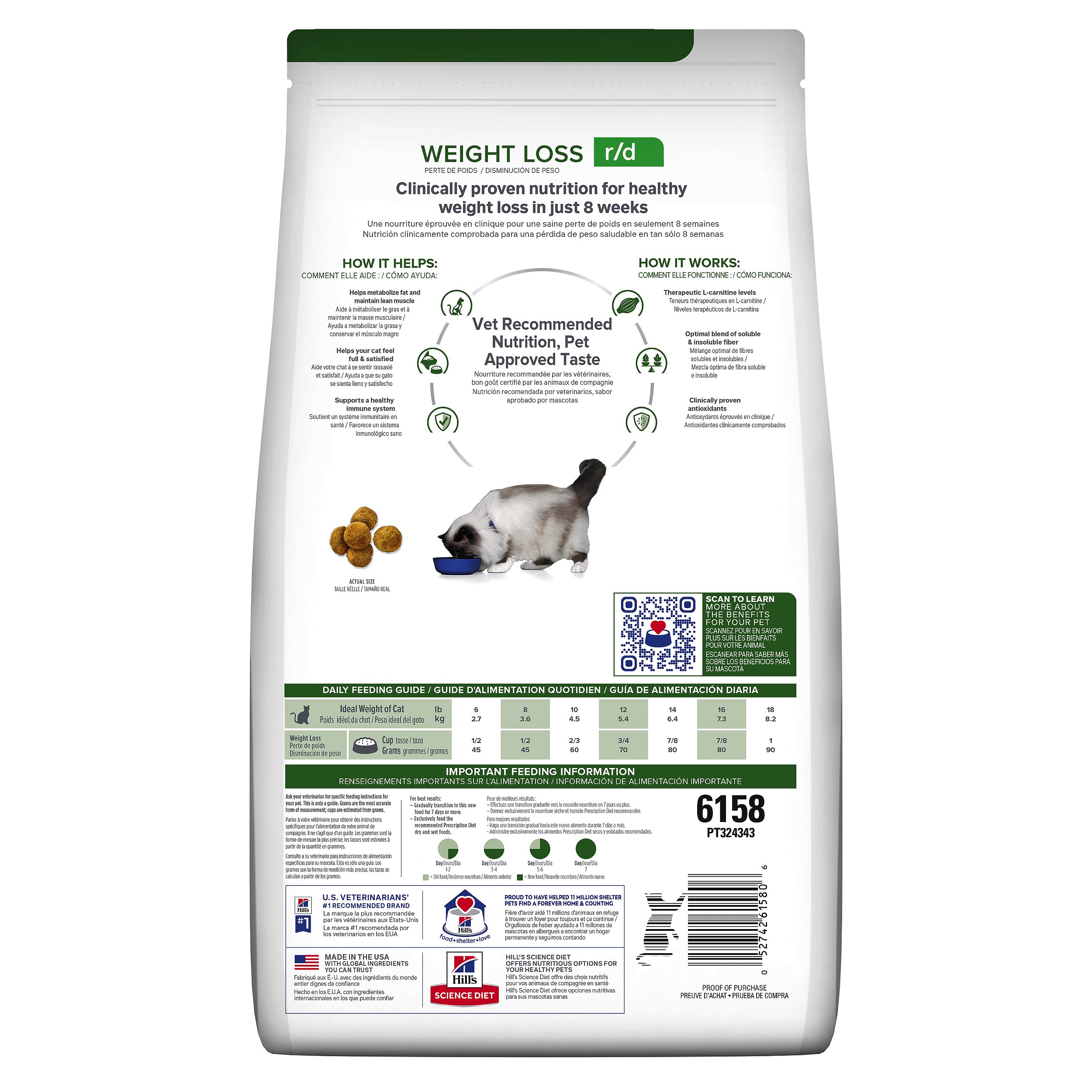 Hill’s Prescription Diet r/d Frango — Controle de Peso para Gatos 1,81 ...