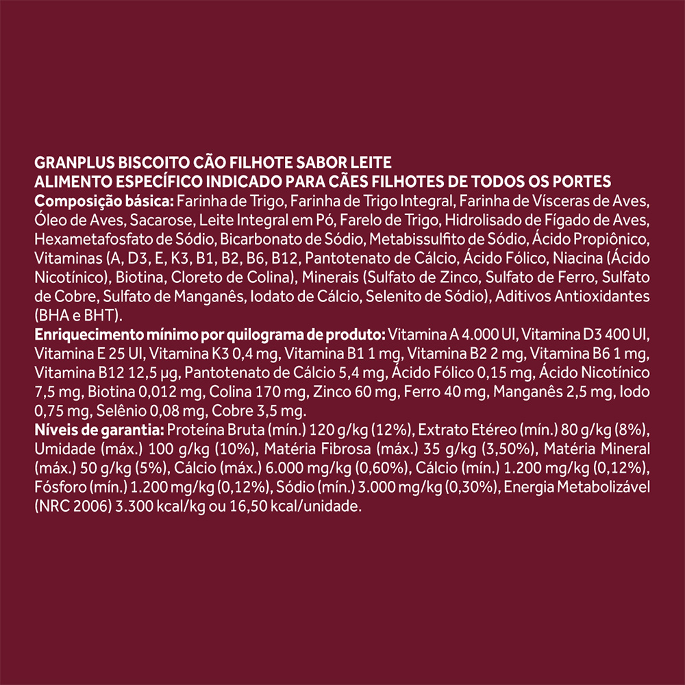 Biscoito Gran Plus Cães Filhotes sabor Leite 250g - Pet Here