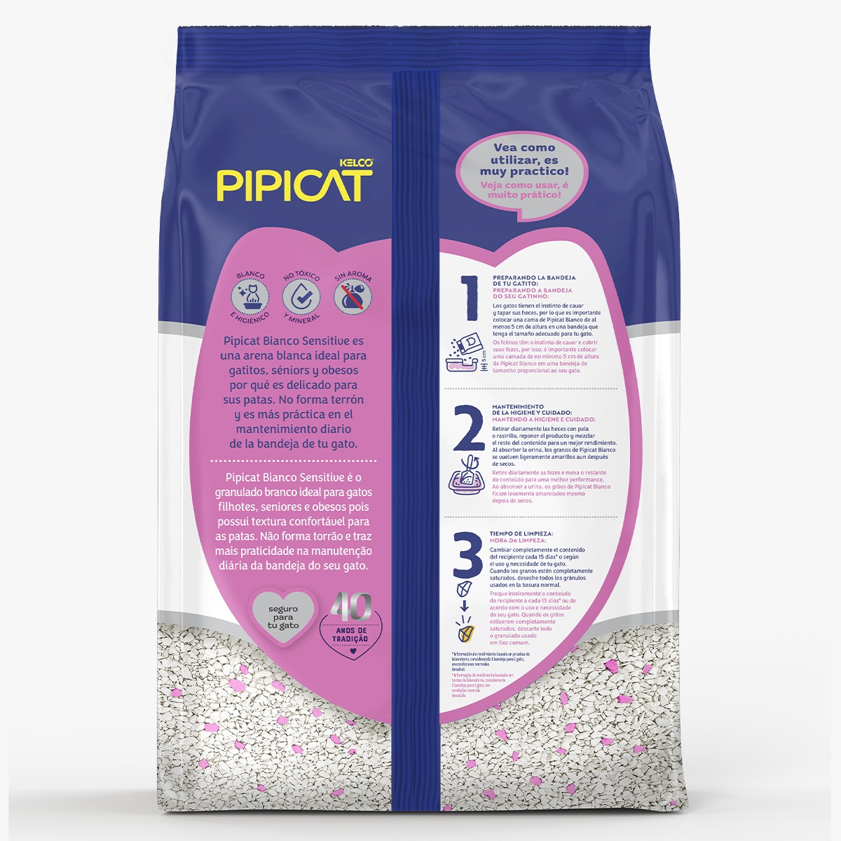 Granulado Sanitário Pipicat Bianco Sensitive 1,8kg - Pet Here