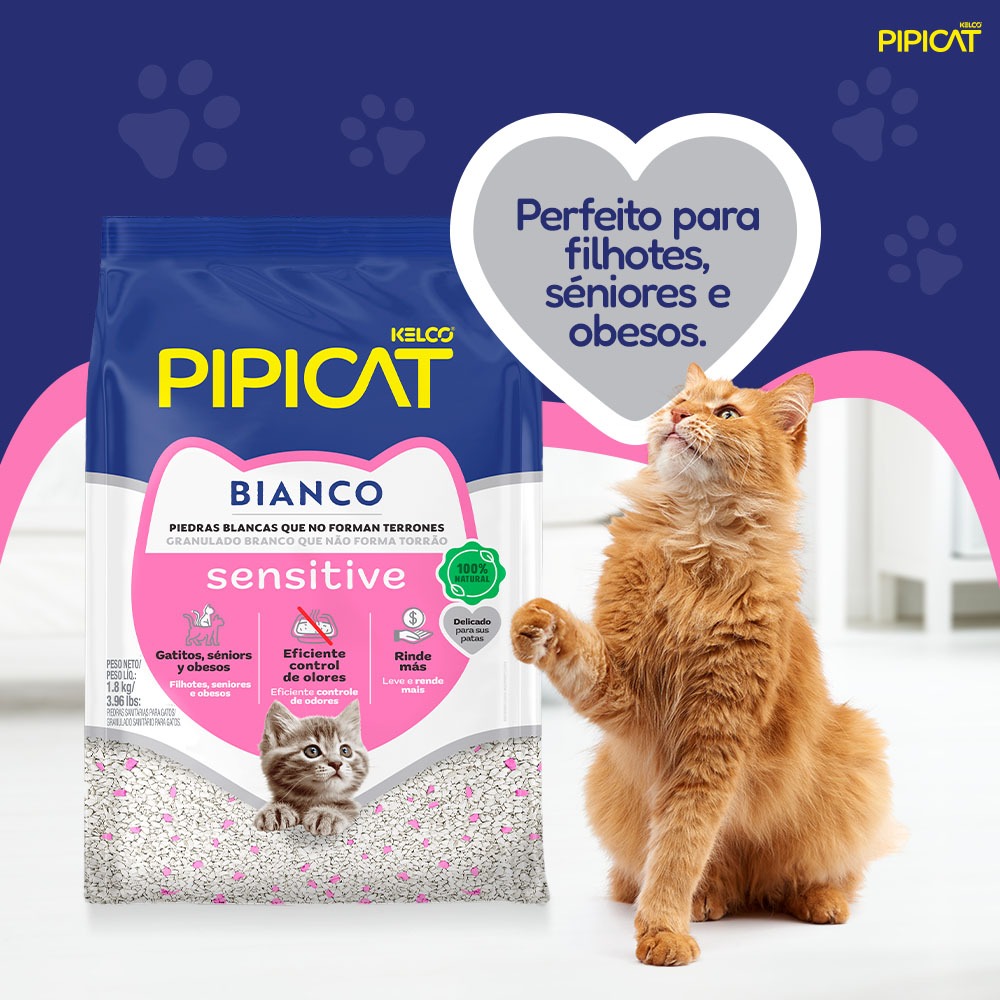 Granulado Sanitário Pipicat Bianco Sensitive 1,8kg - Pet Here
