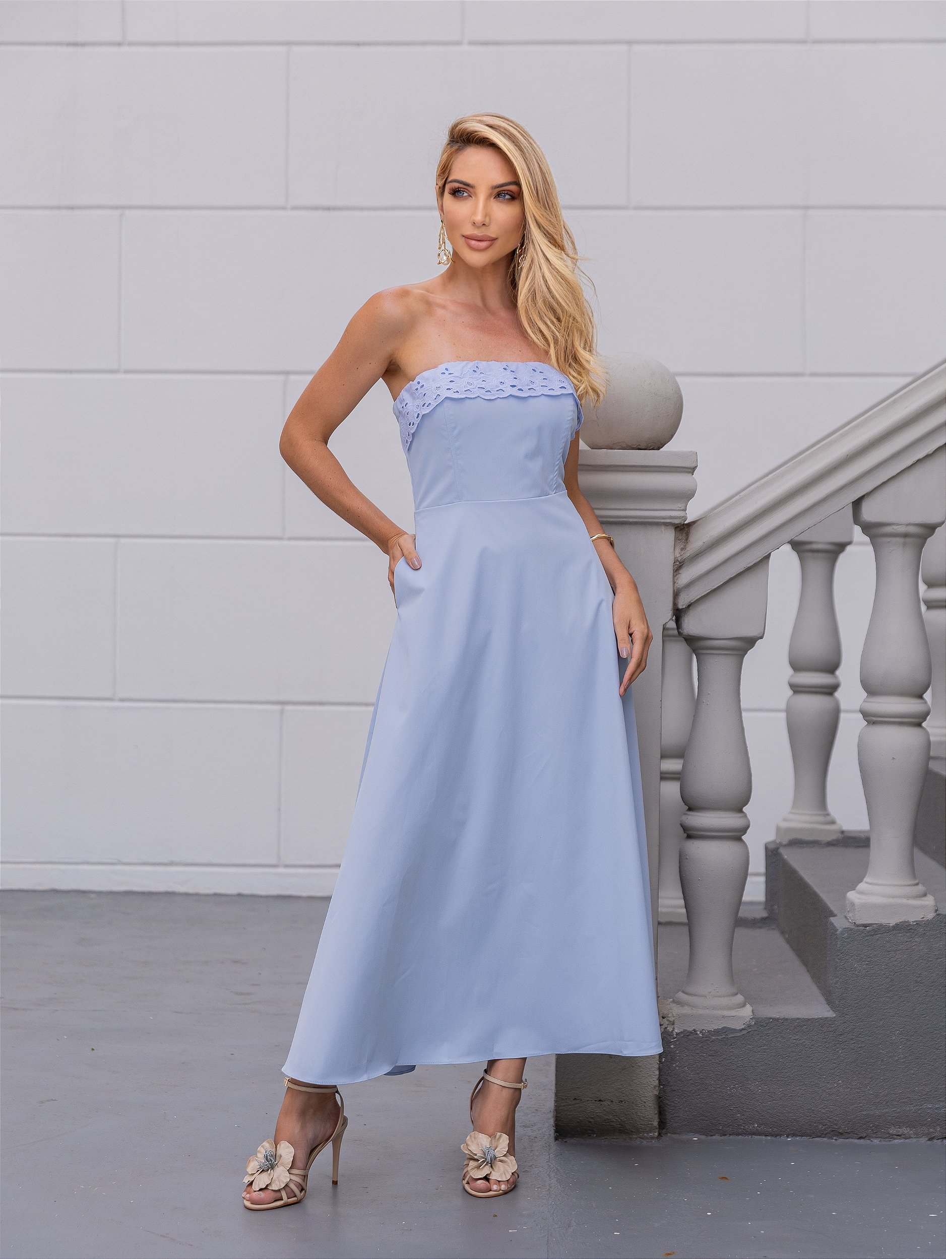 VESTIDO JENNIFER TQC COM GUIPIR - AZUL - Marina Bonita Store - Dot Clothing