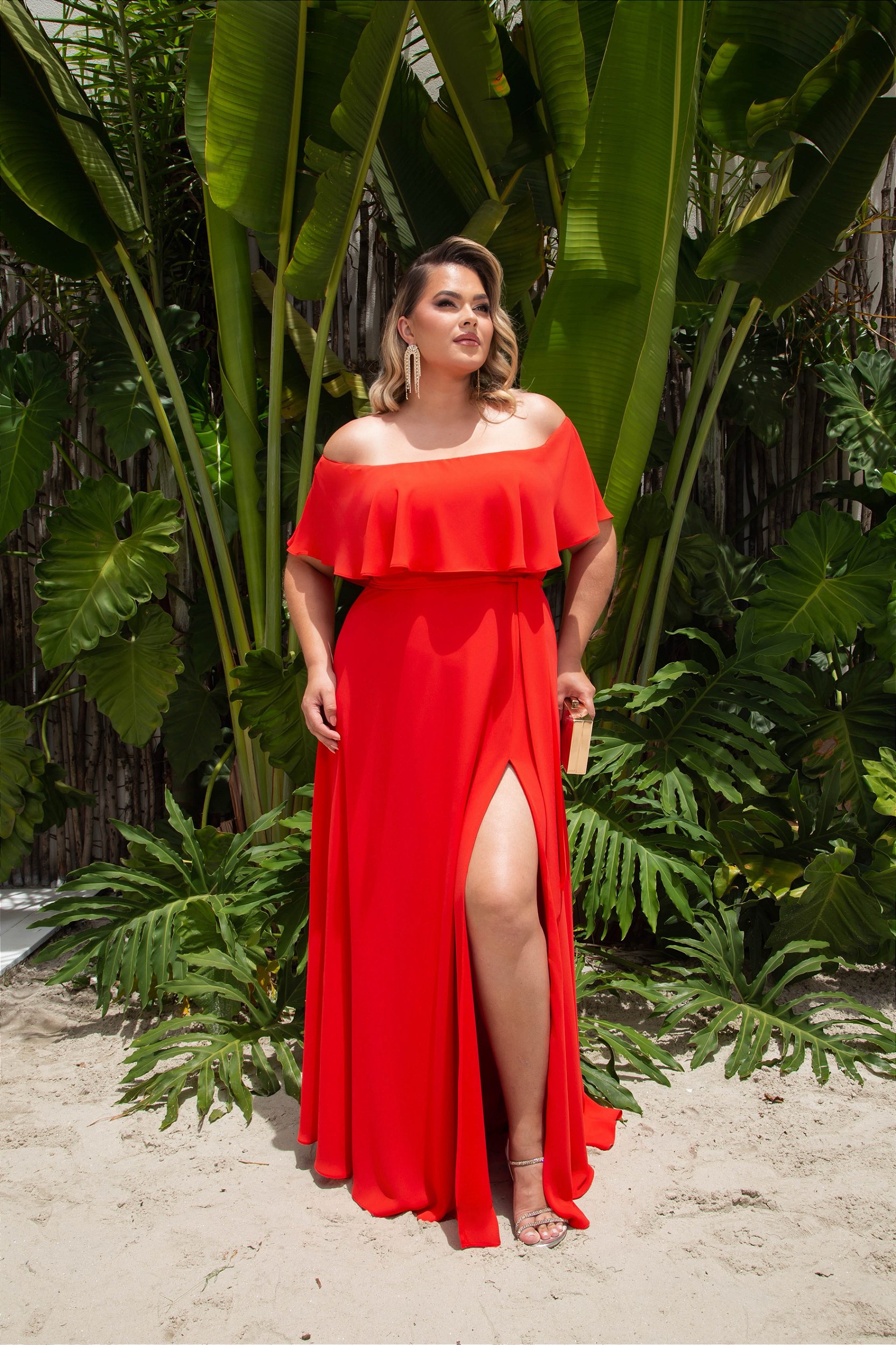 VESTIDO OMBRO A OMBRO KAROLINE PLUS - CORAL - Marina Bonita Store - Dot ...