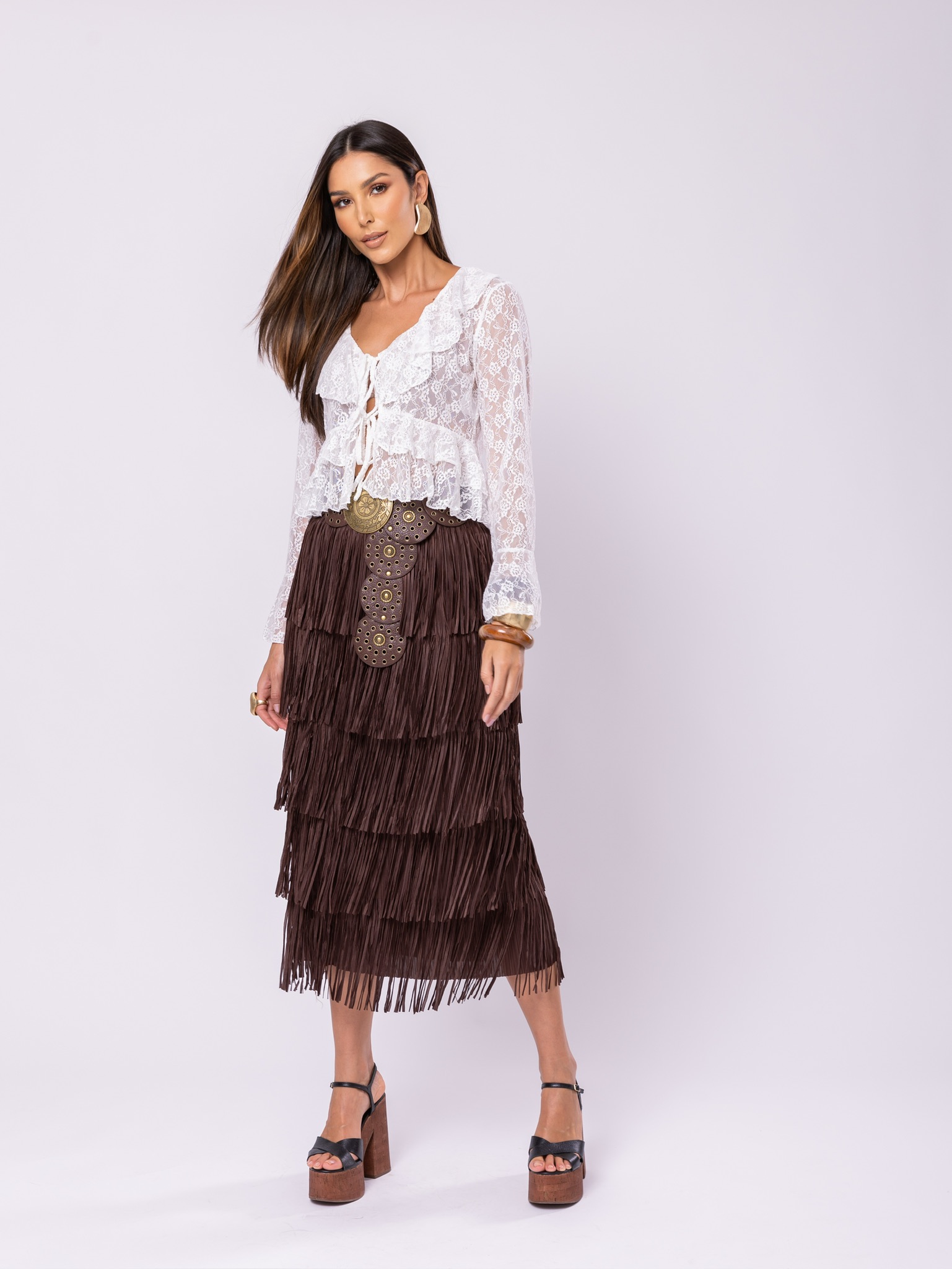 SAIA COURO FRANJA BOHO - BROWN - Marina Bonita Store - Dot Clothing