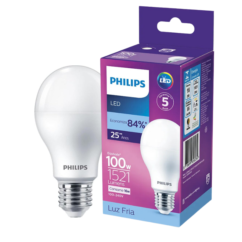 Lampada LED Bulbo 16W E27 1521lm Bivolt 6500K Luz Fria - Philips - Loja ...