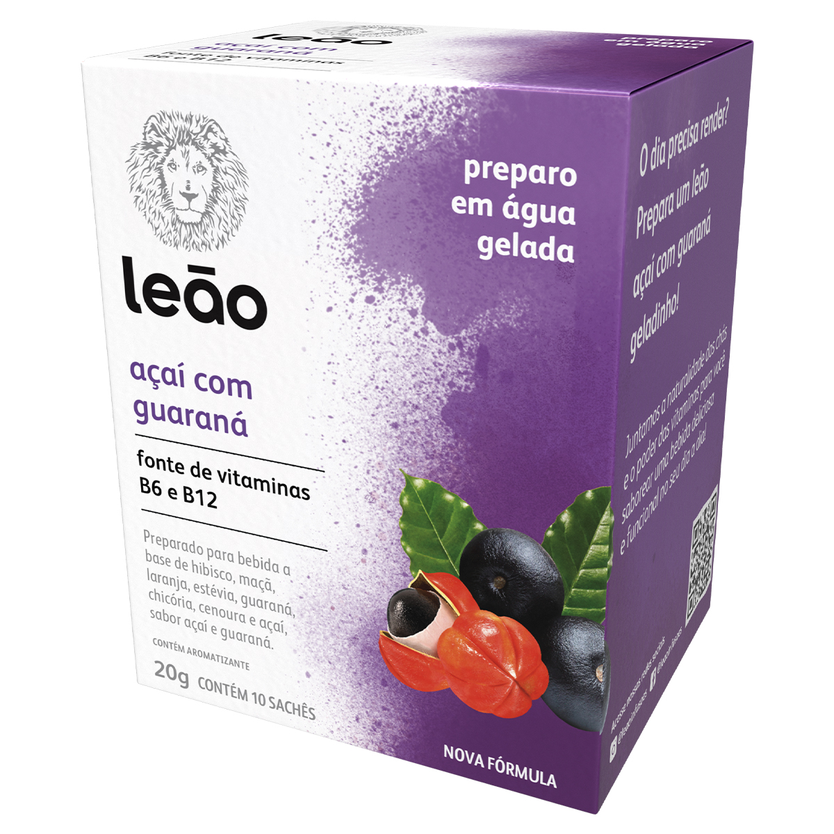 Chá Leão com adição de vitamina sabor Açaí e Guaraná - 10 Un - Locafé