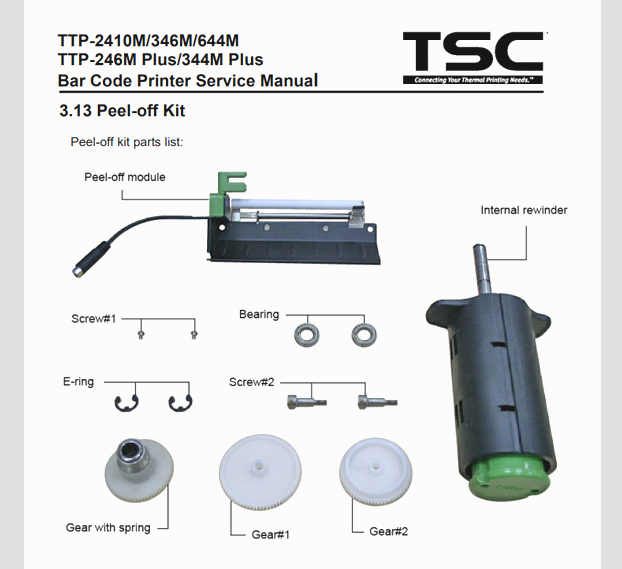 PeeL Off kit, internal rewinder TSC TTP-2410M series - Lservice peças e ...