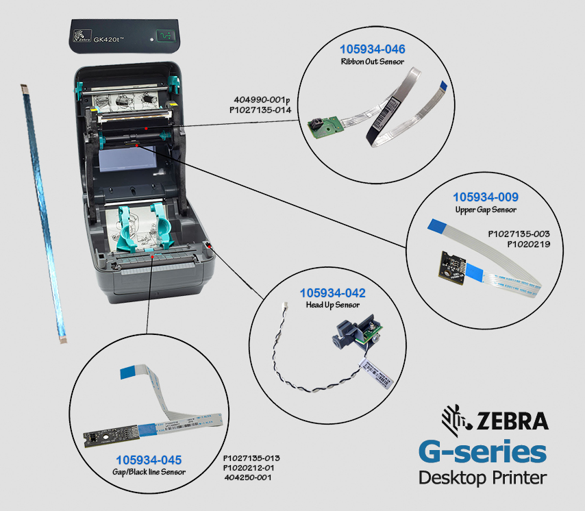 Sensor de Ribbon Zebra GK420T/GX420T/GX430T/ZD500R - Lservice peças e ...