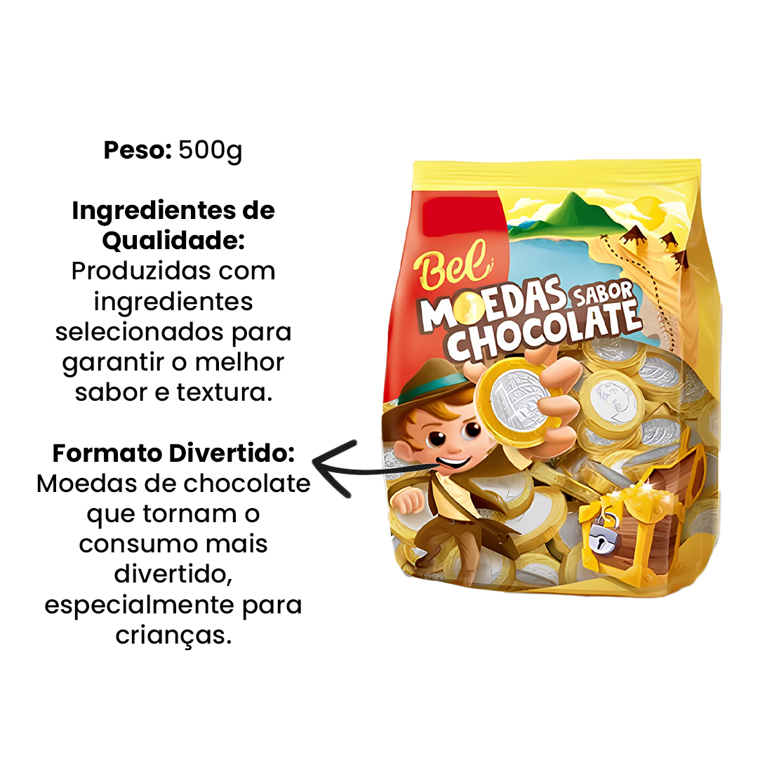 Moedas de Chocolate Bel 500g - Distribuidora Galacto Doces