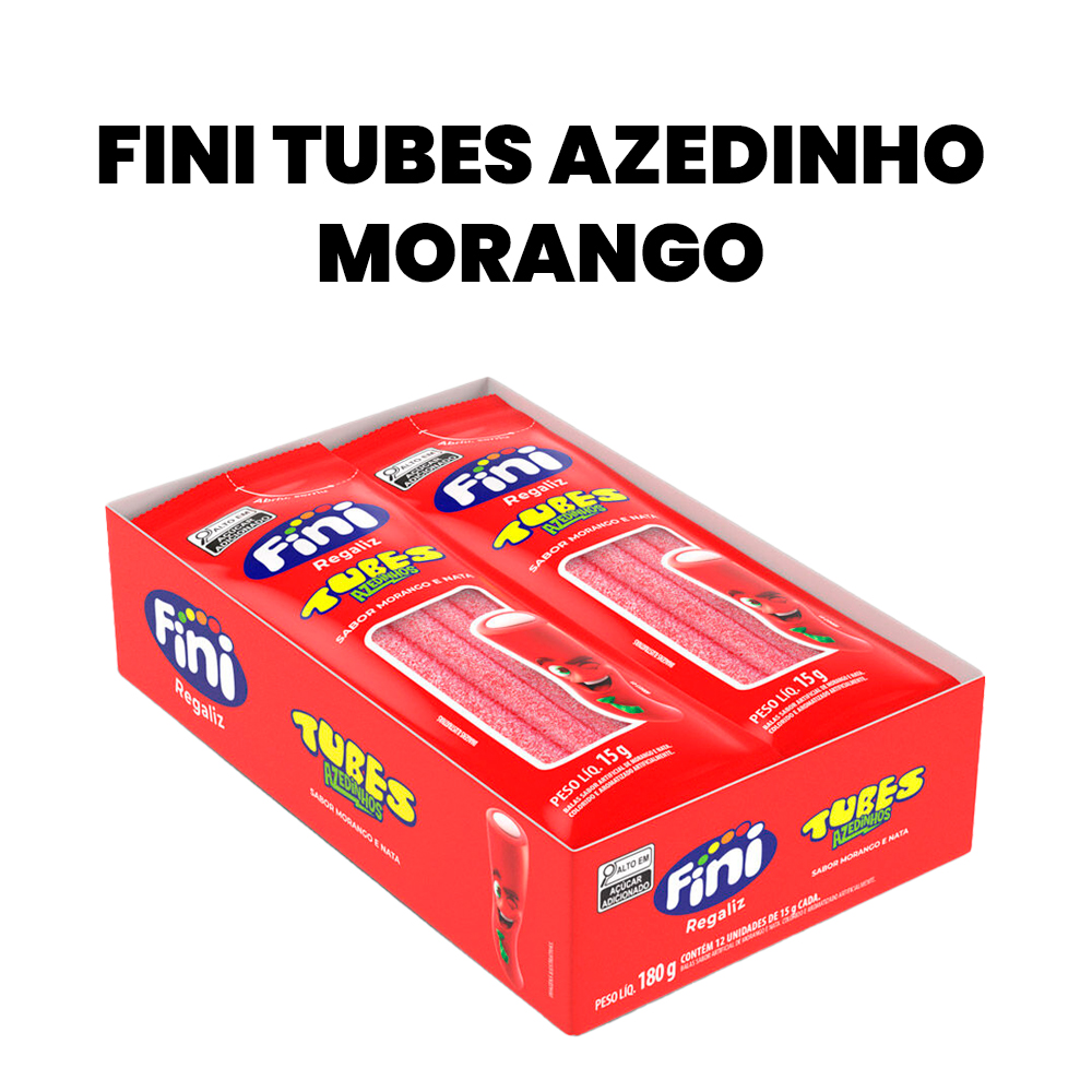 Caixa com Tubes Morango Azedinho com 12 unidades - Fini - Morango ...