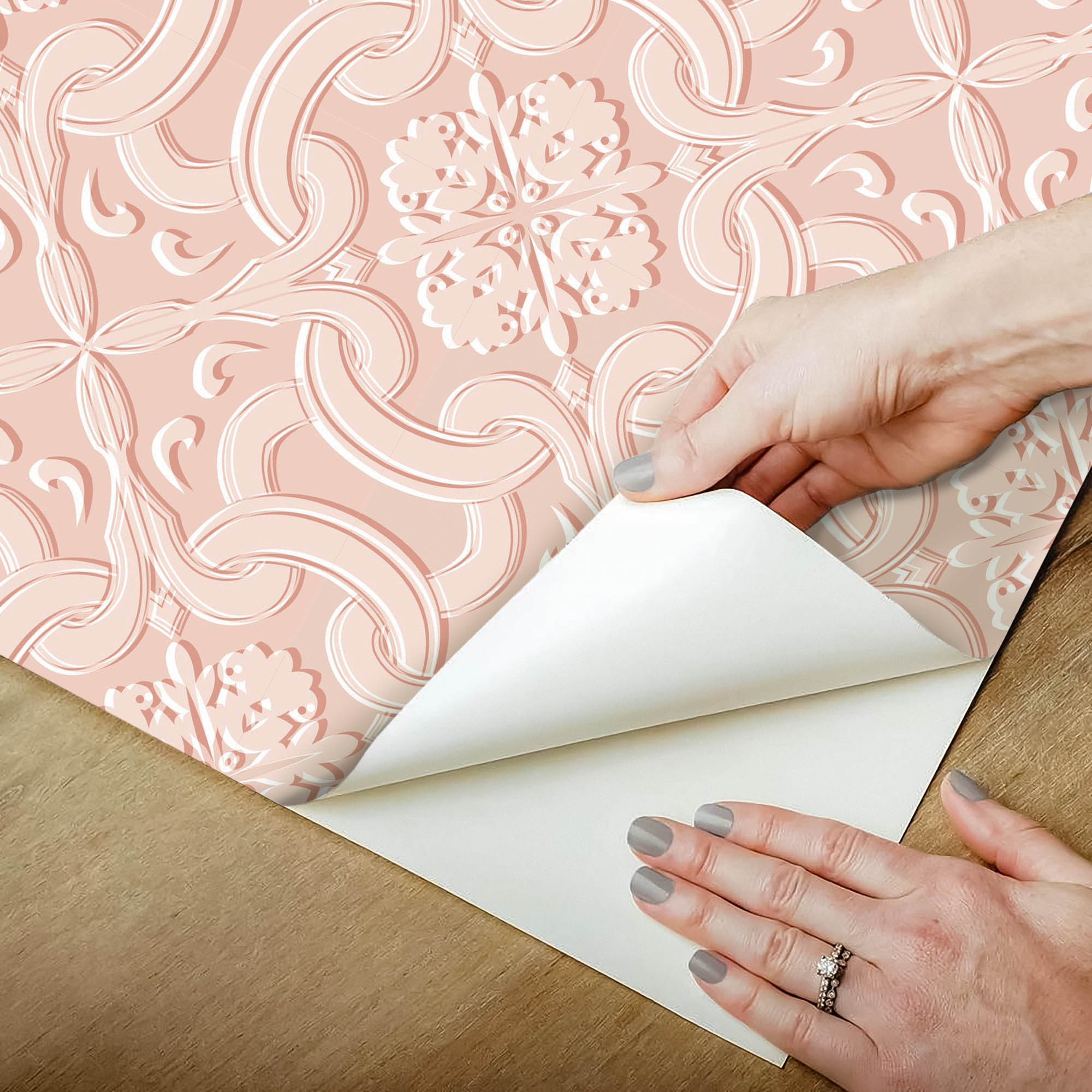 Papel de Parede Adesivo Vinil Provençal Rosa Floral Vintage Cozinha ...