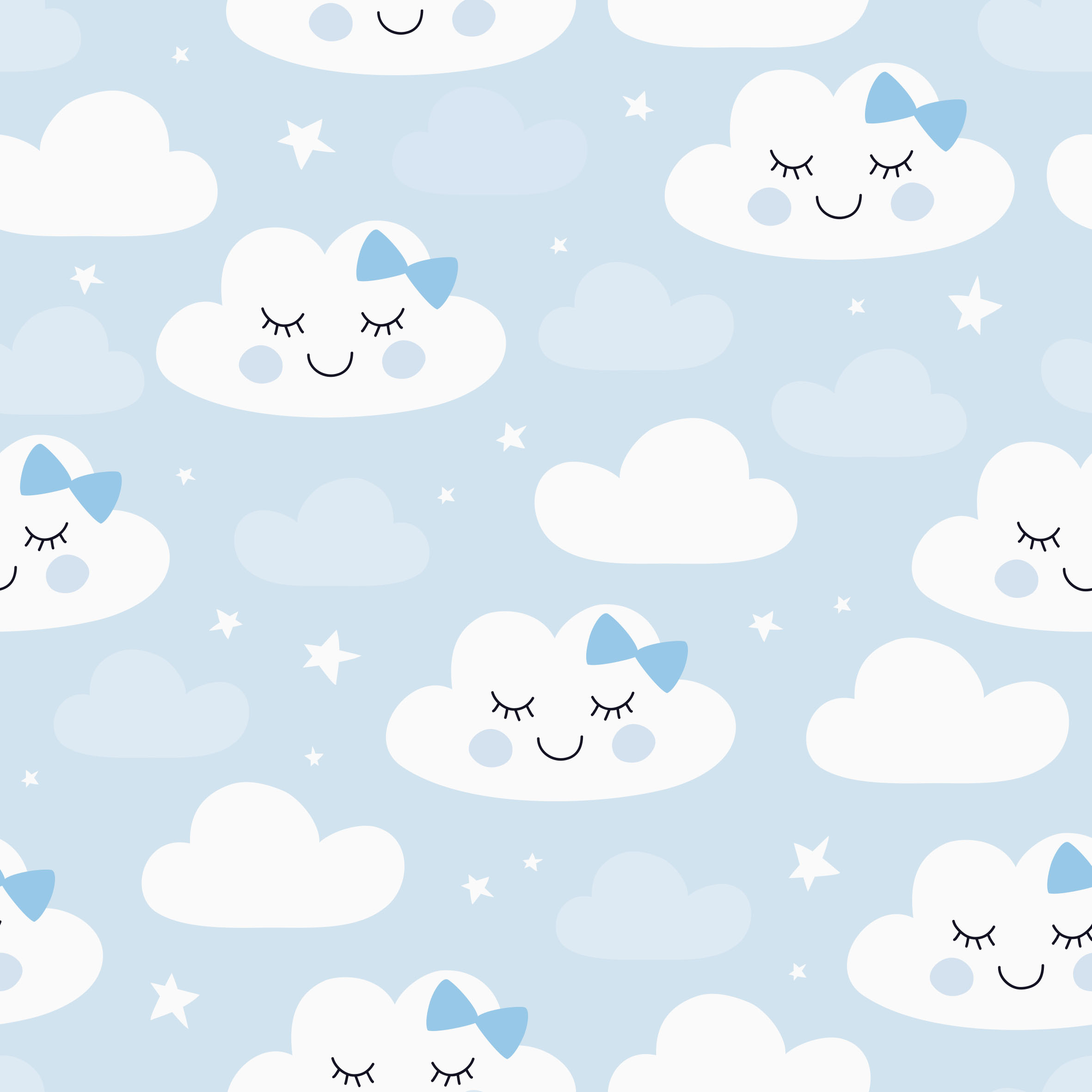 Papel de Parede Adesivo Vinil Bebê Nuvem Feliz Azul Fofo Quarto Bebe ...