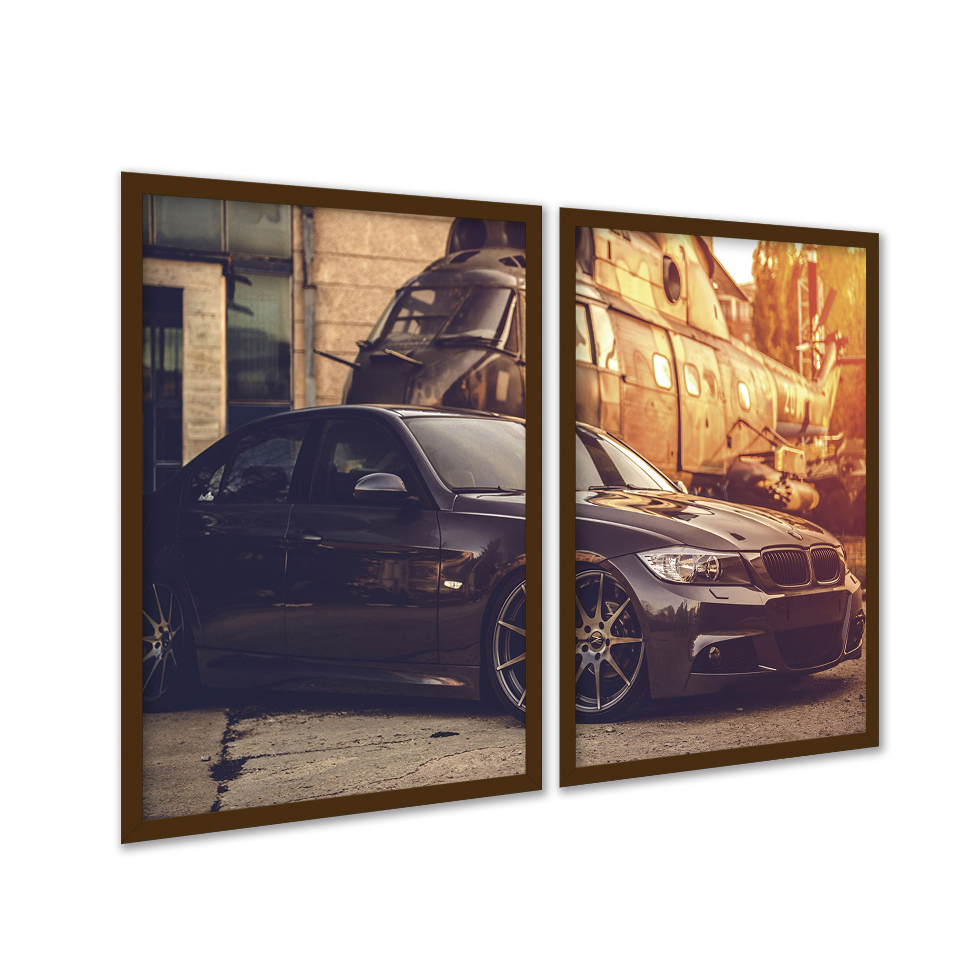 Kit Dois Quadros Decorativos Carro Esportivo Iluminado Pelo Por Do Sol ...