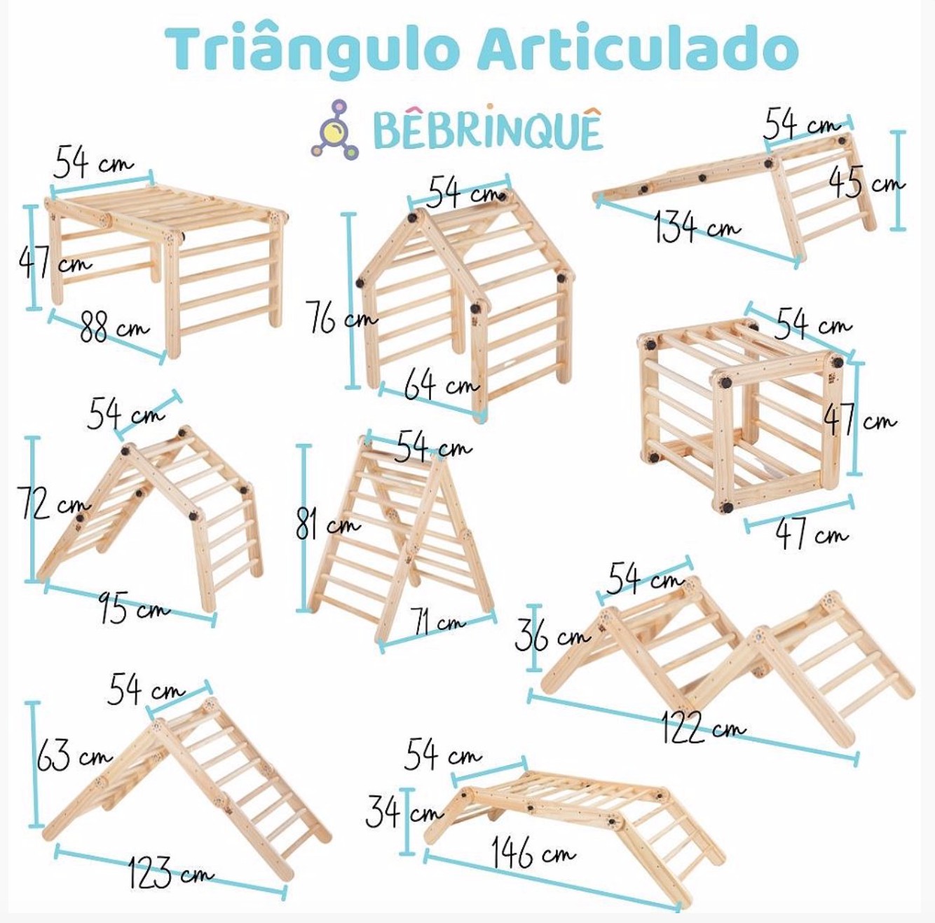 Triângulo Pikler Articulado com Rampa - brincandoteca