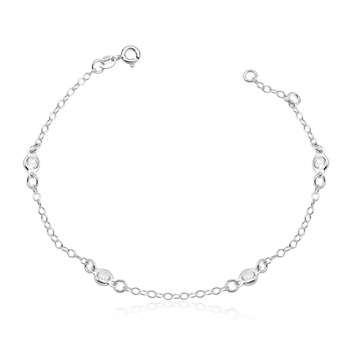 Pulseira Feminina de Prata 925 Redondo com zircônias | Aqua Joias ...