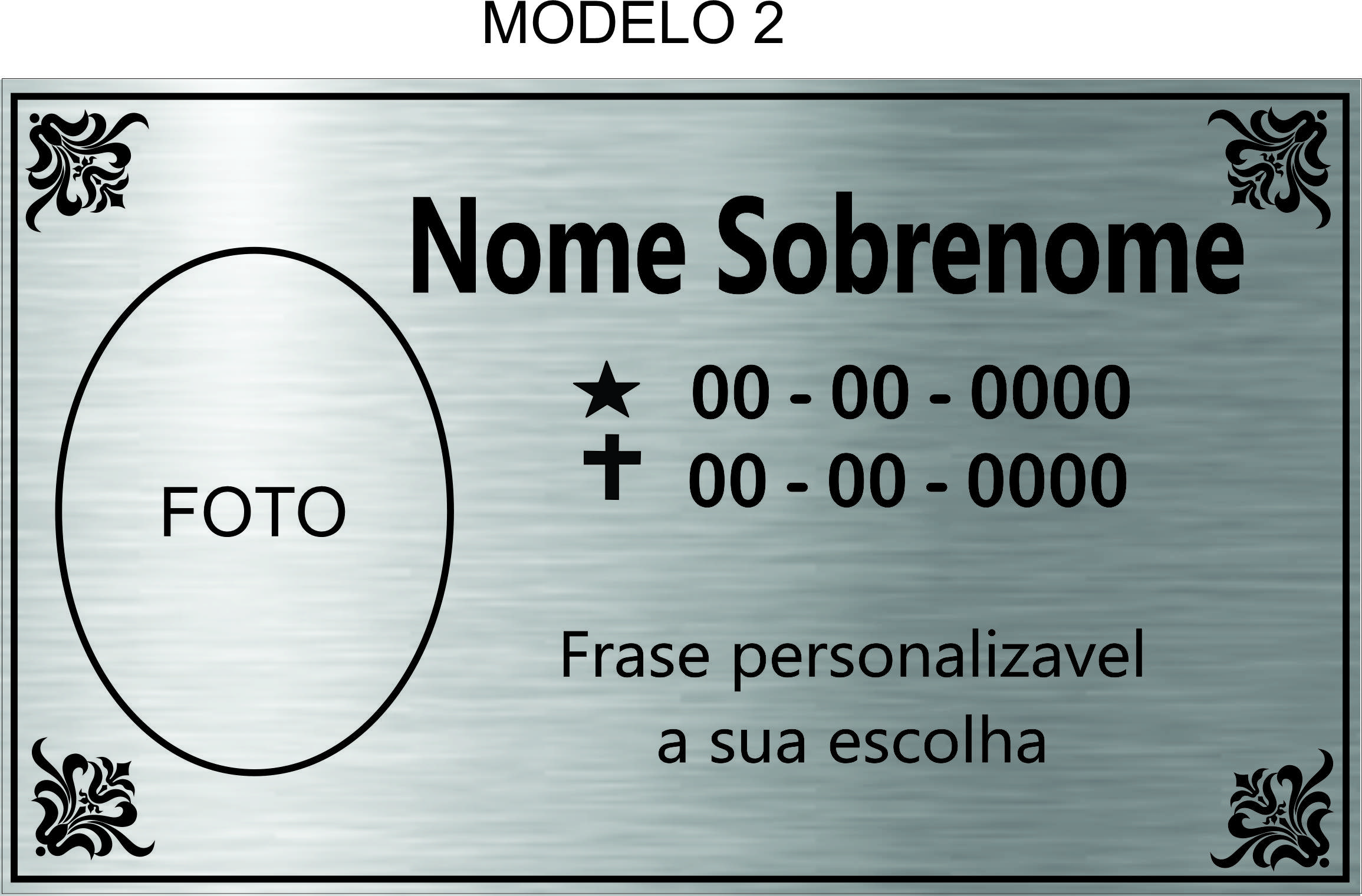 Placa em Aço Inox, Tamanho 15x25 cm, Com Foto Gravada - ASB Placas