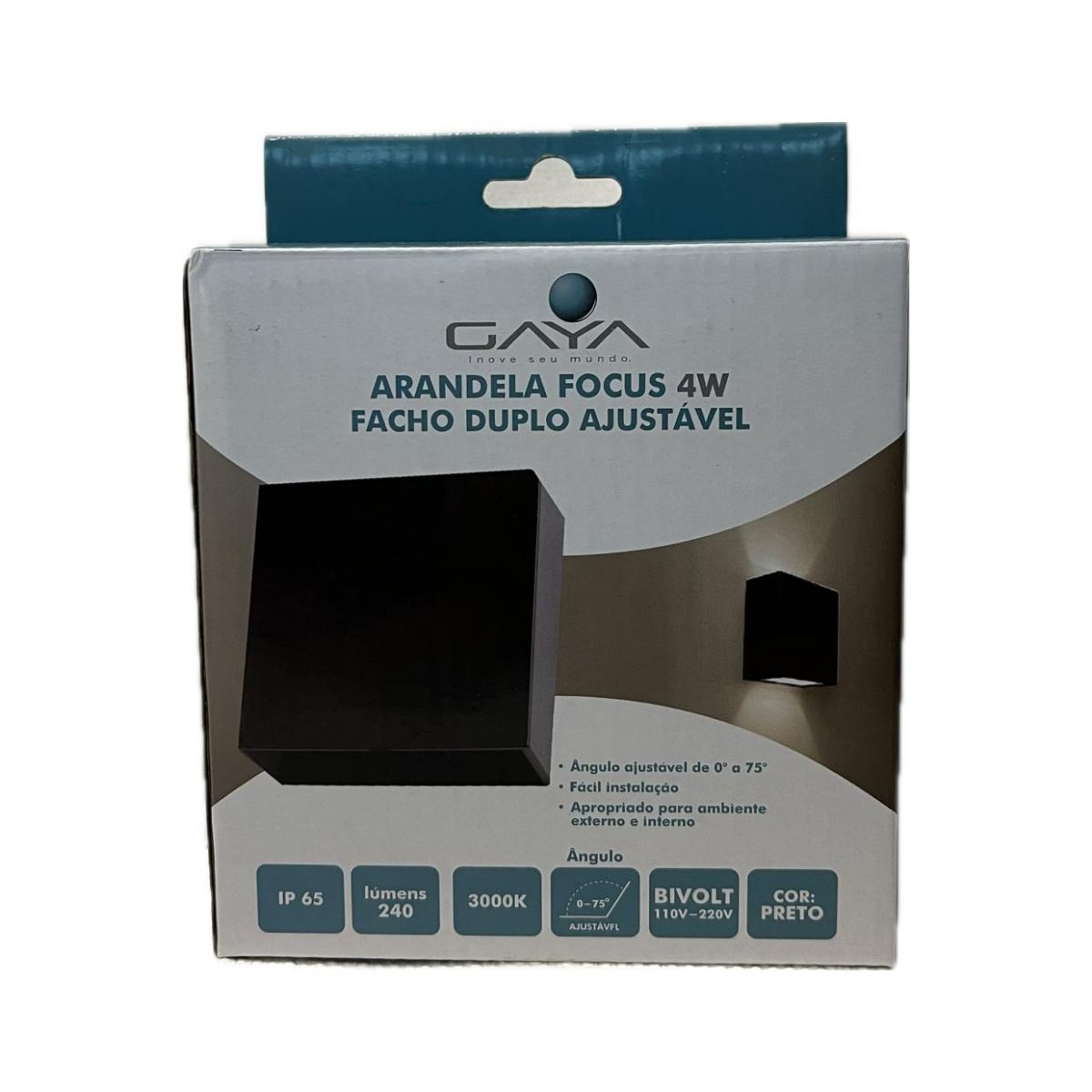 Arandela FOCUS 4W 3000K Facho Duplo Ajustável LED Gaya - Eletrovanza - Materiais Elétricos e ...