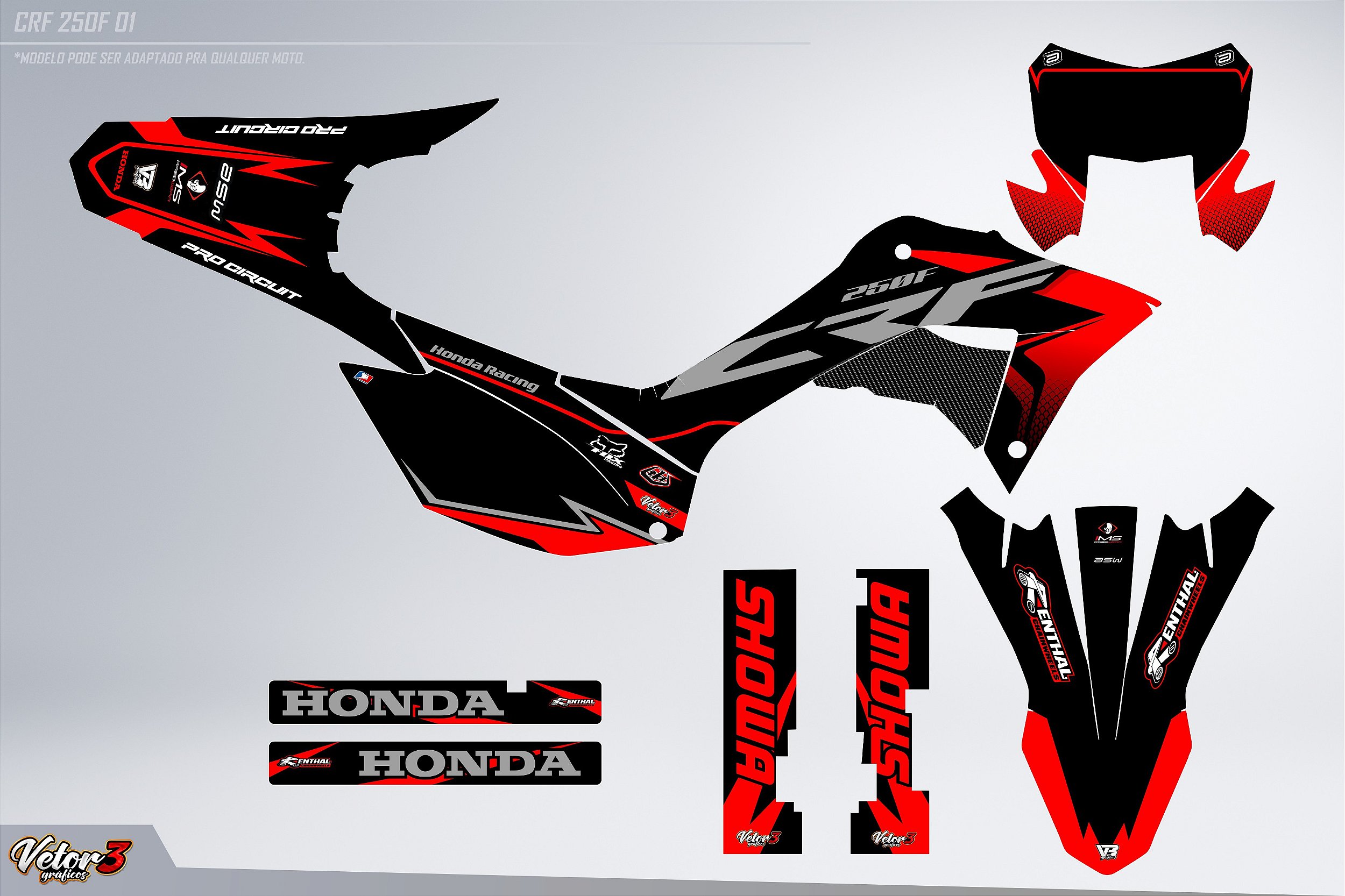 KIT GRÁFICO ADESIVO HONDA CRF 230 / 250 - Vetor3 Gráficos - O melhor ...