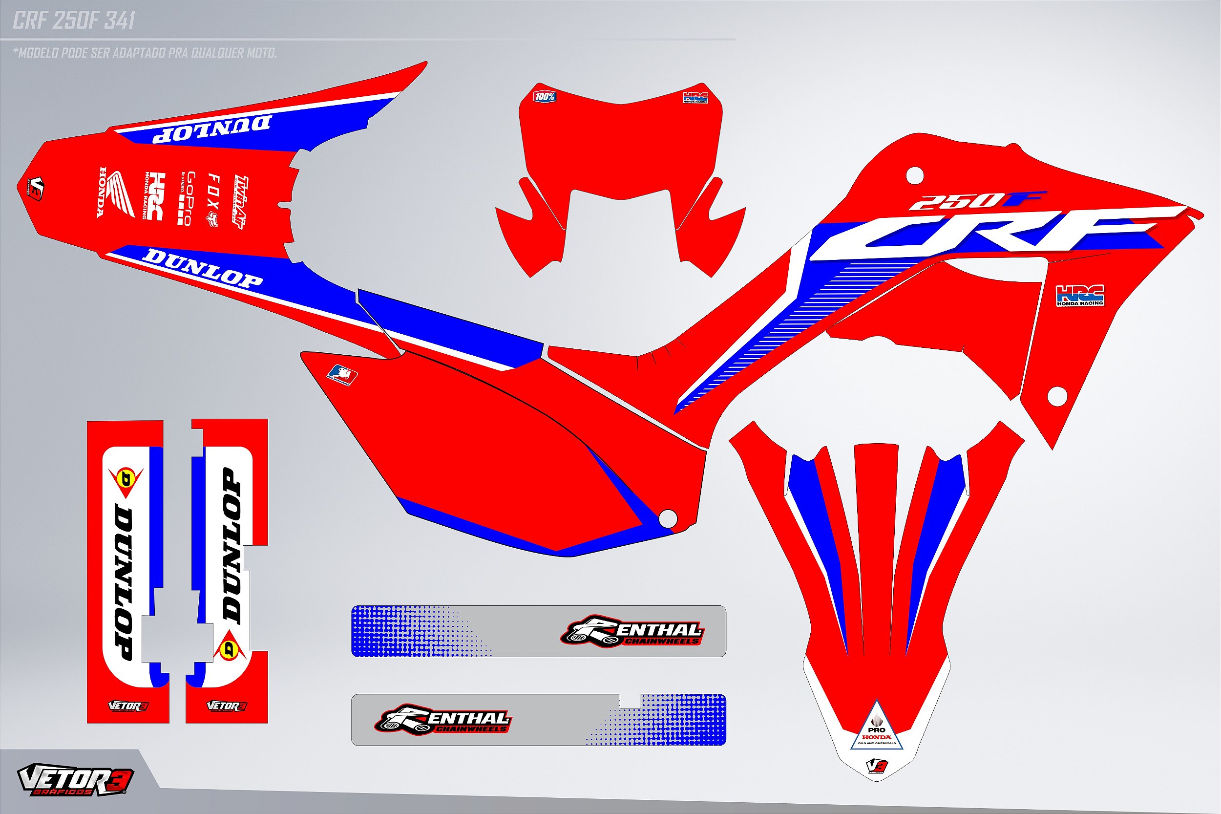 Kit Gráfico Crf 250 F - 341 - Vetor3 Gráficos - O melhor Kit Gráfico ...