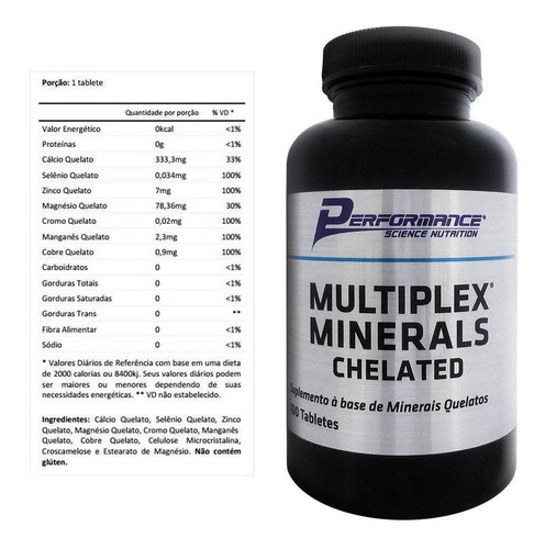 MULTIPLEX MINERALS 100 TABLETES - PERFORMANCE - Macaco Blindado ...