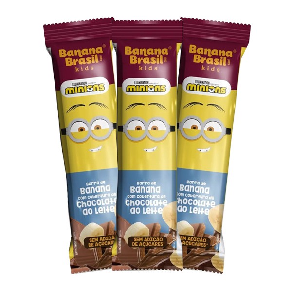 Barrinhas de Banana Chocolate ao Leite Minions Banana Brasil cx 20 un ...