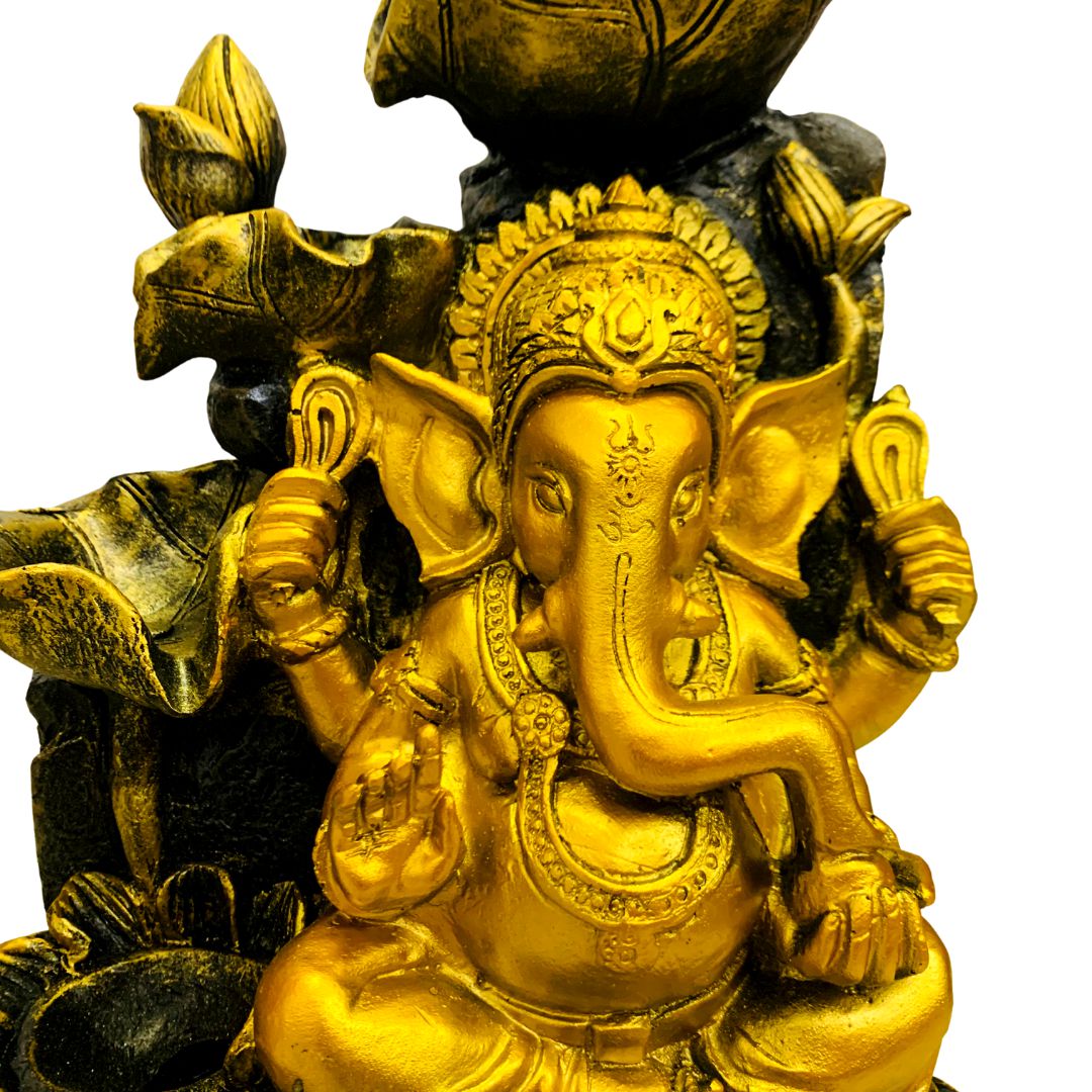 Fonte de Água em Resina Ganesha 3 Quedas - Botão Flor de Lótus 02C ...