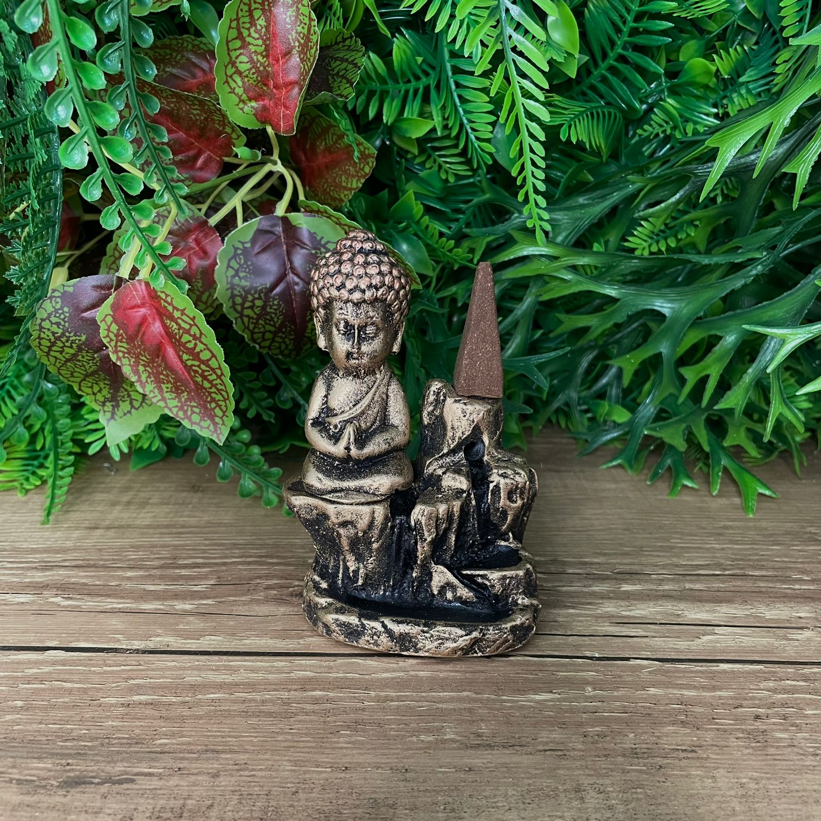 Incensário Cascata Buda Zen - Dourado - Atacado Incenso